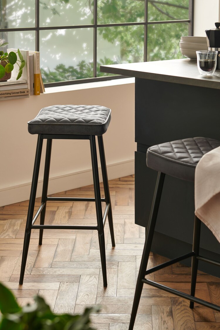 Buy Set of 2 Monza Faux Leather Dark Grey Hamilton Kitchen Bar Stools ...