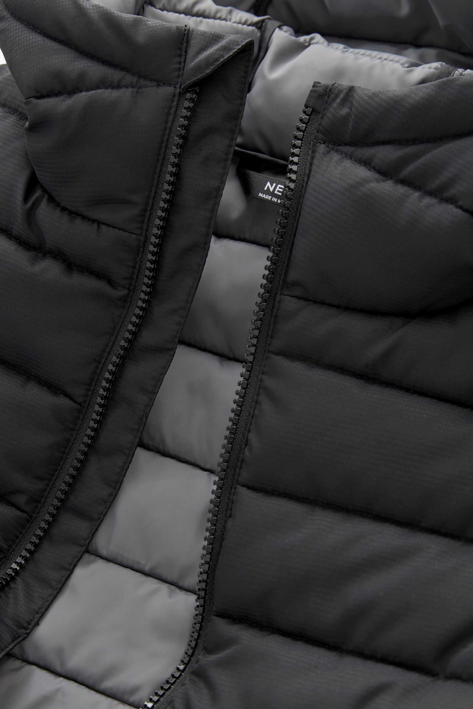 Buy Black Quilted Midweight Hooded Jacket (3-17yrs) from the Next UK ...