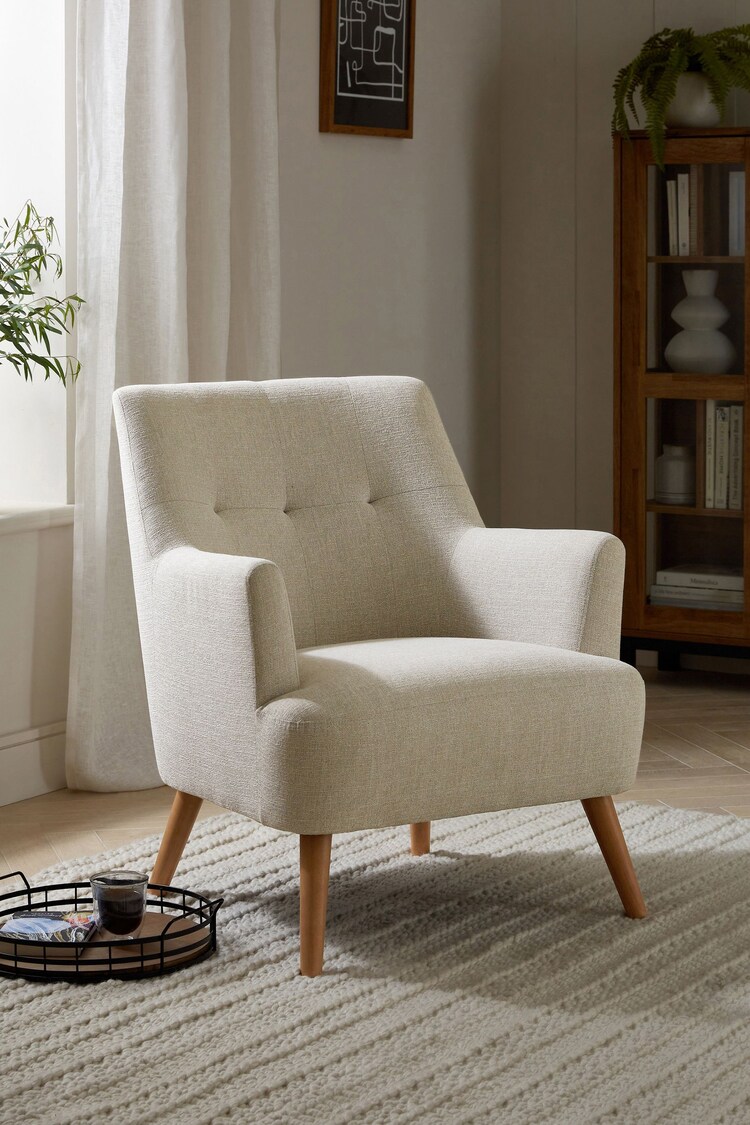 Buy Tweedy Plain Light Natural Carter Armchair from the Next UK online shop