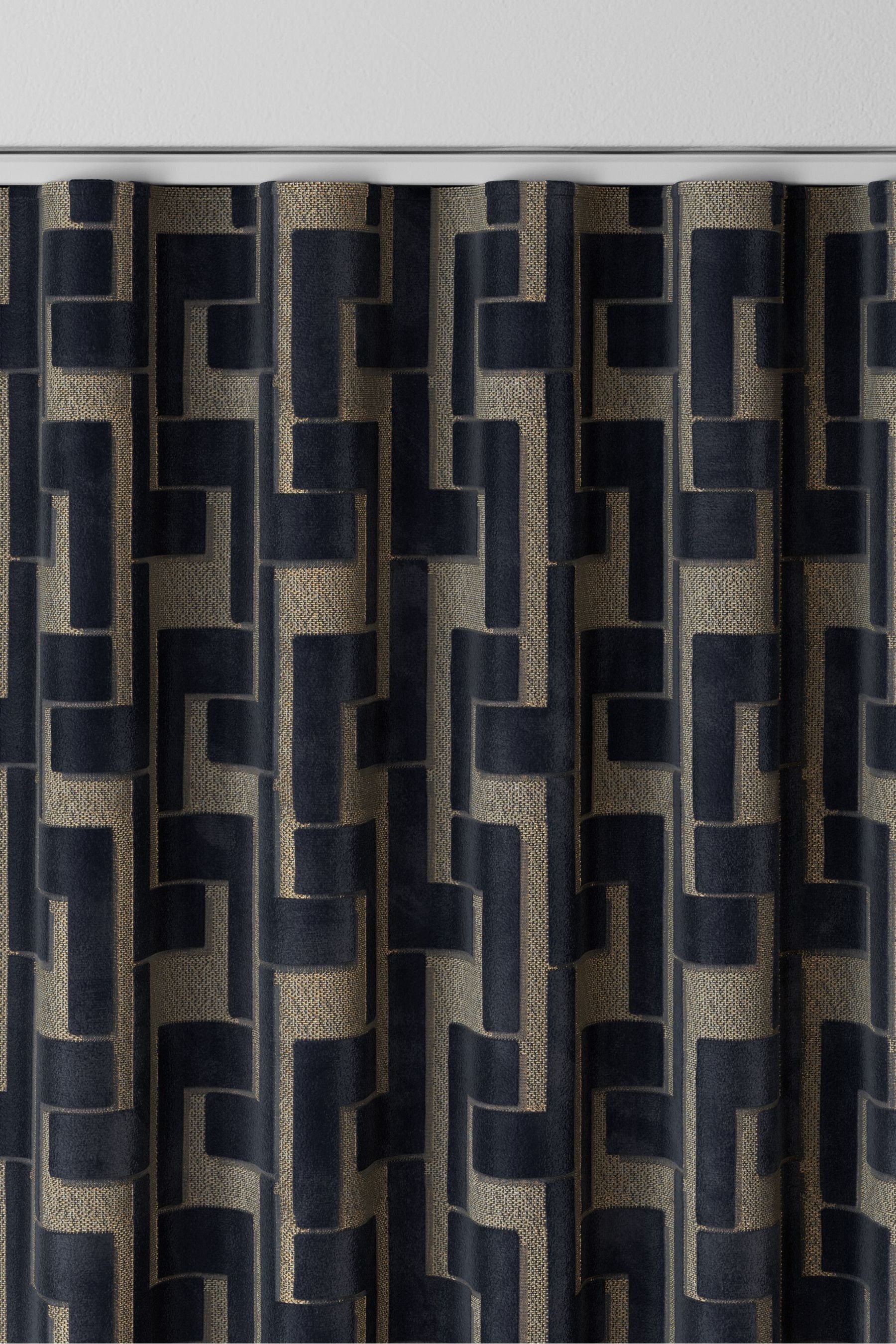 Buy Blue Luxe Fretwork Made to Measure Curtains from the Next UK online ...