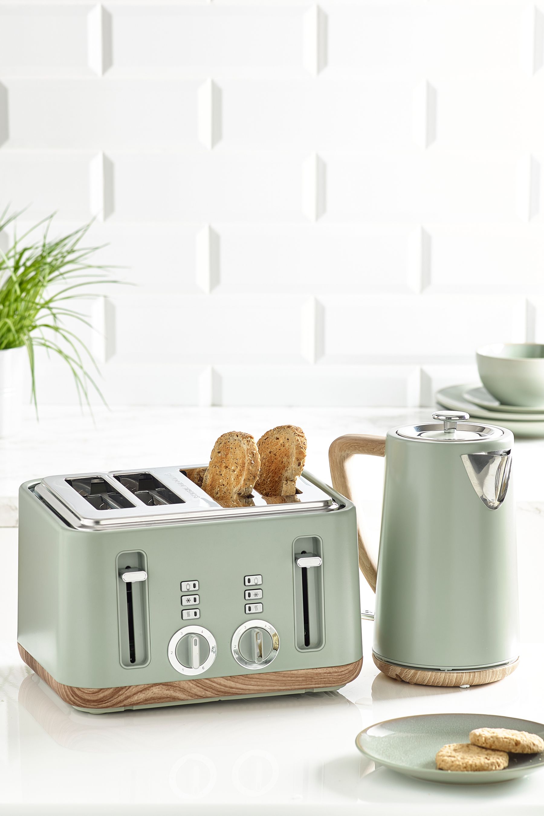 Buy Sage Green Bronx Wood Effect 4 Slice Toaster from the Next UK ...