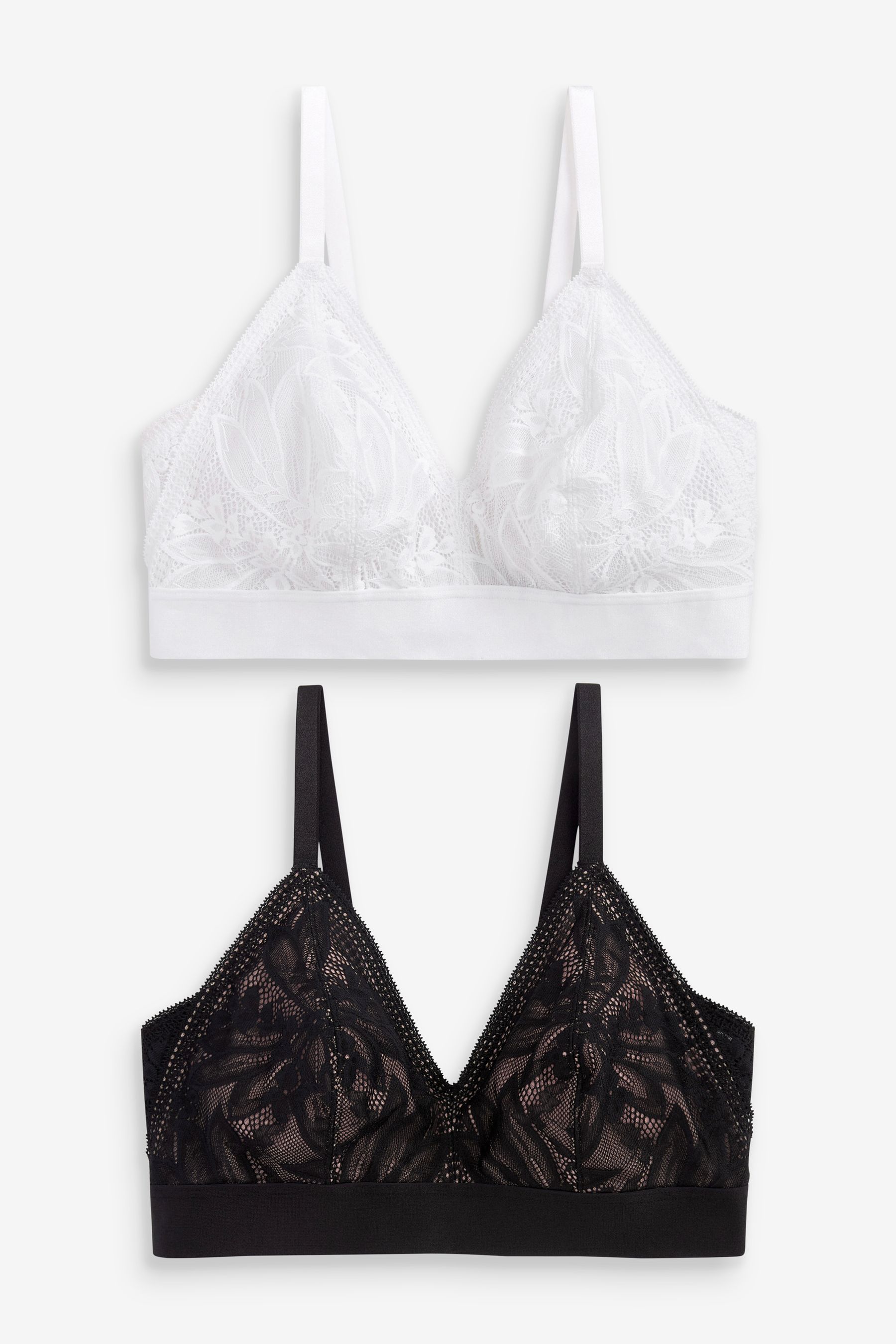 Buy Black/White DD+ Non Pad Non Wire Lace Detail Bras 2 Pack from the ...