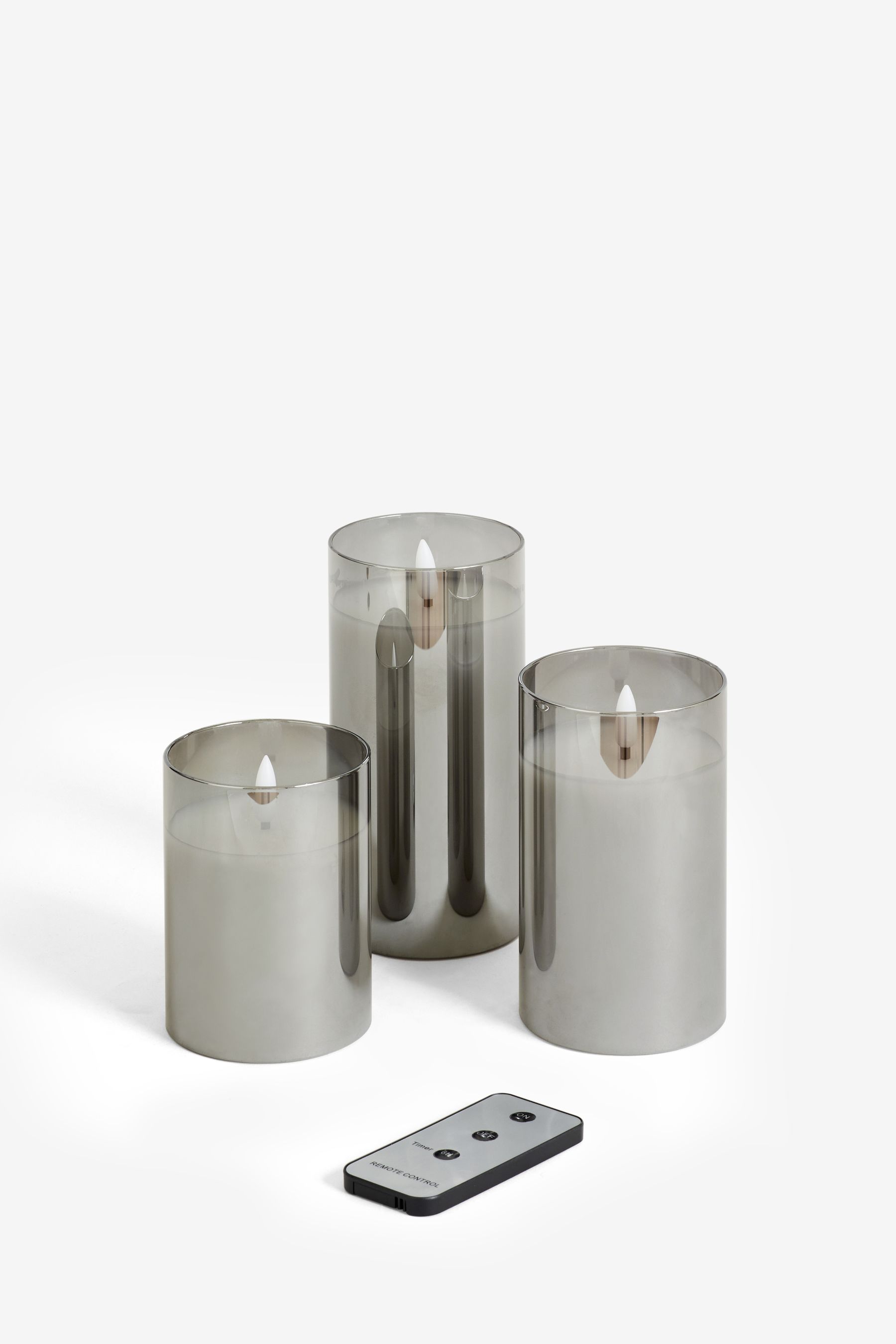 Buy Set of 3 Charcoal Grey Glass LED Candles from the Next UK online shop