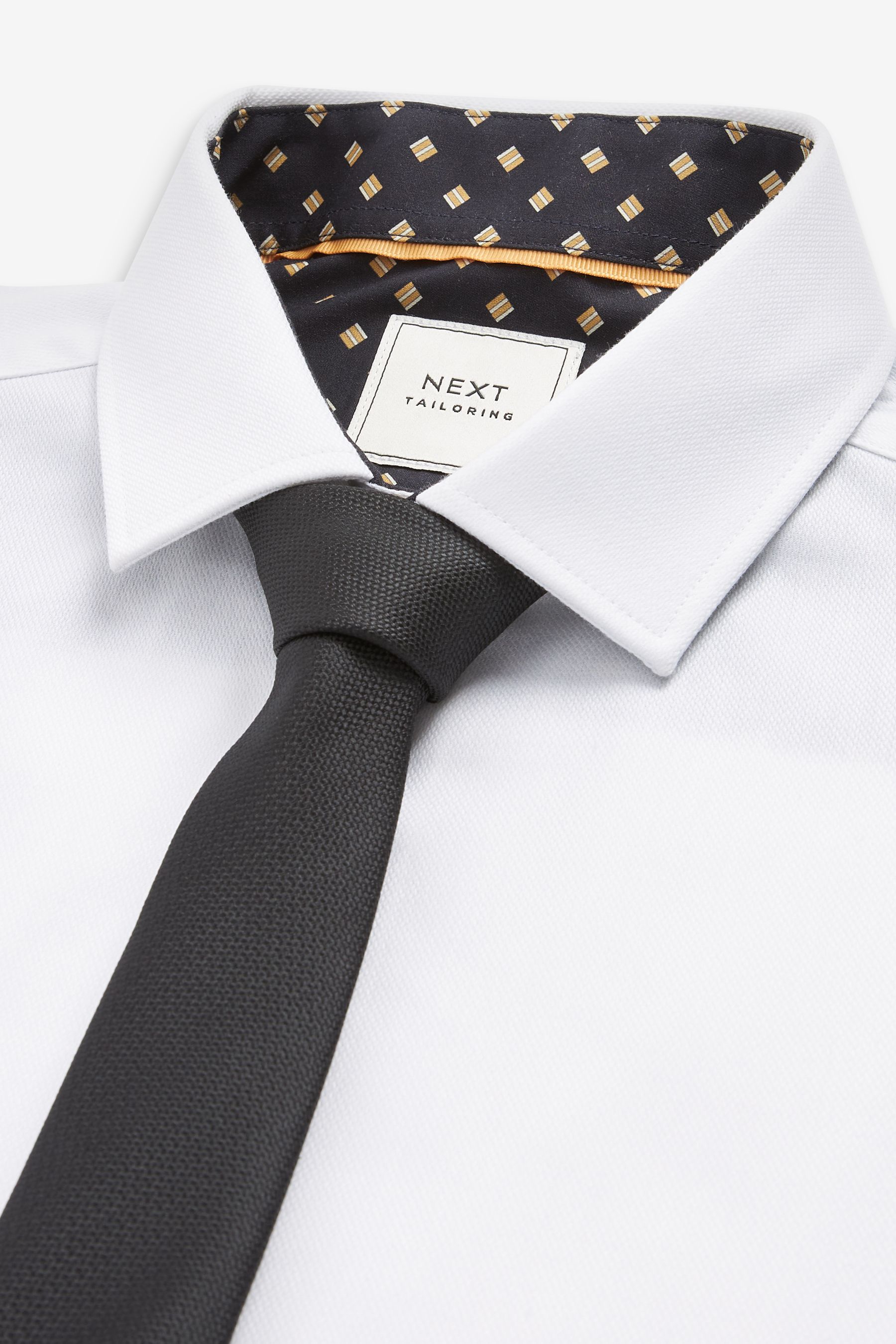 Buy White/Black Regular Fit Single Cuff Shirt And Tie Pack from the ...
