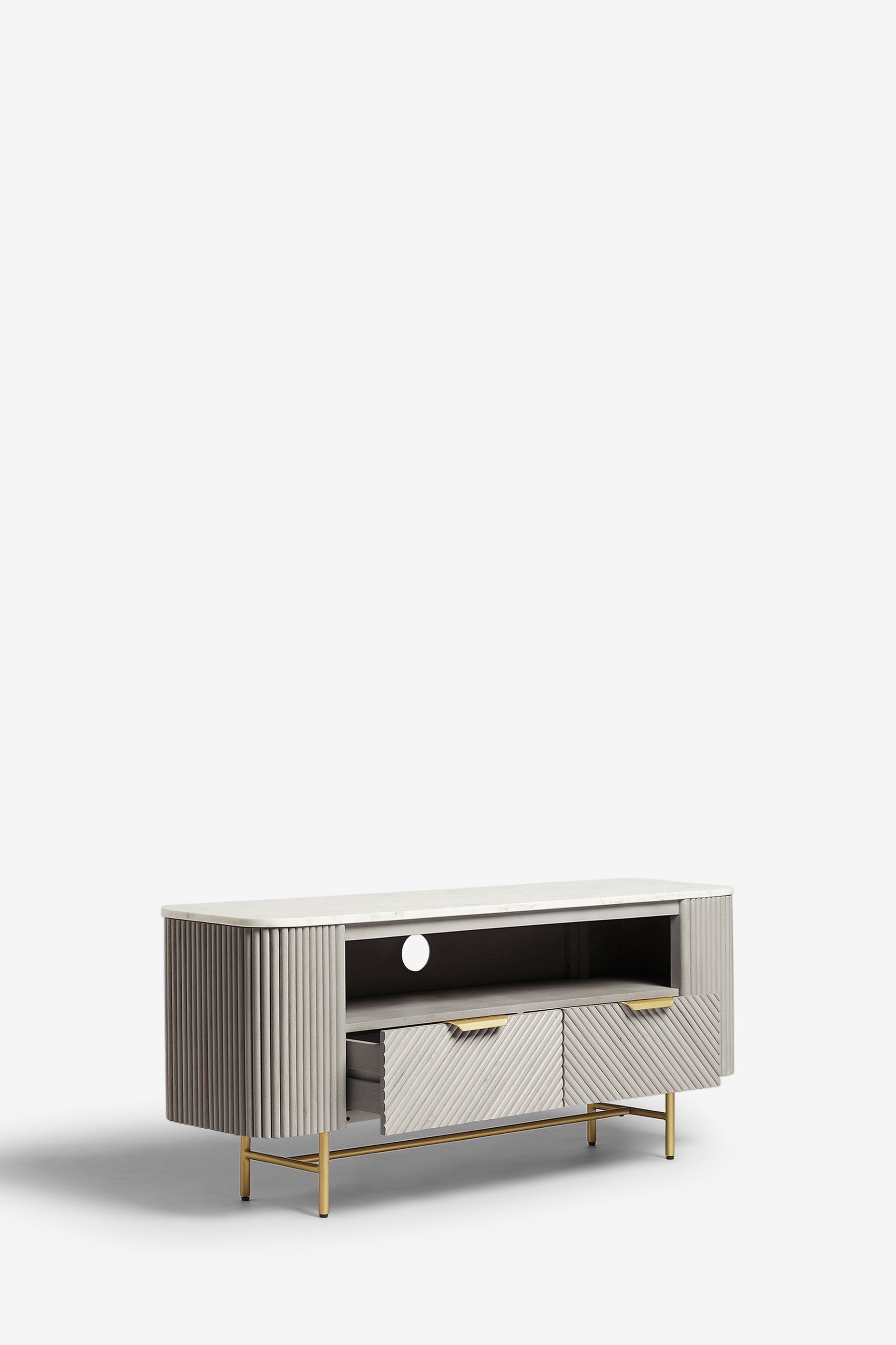 Buy Light Grey Valencia Mango Wood Up to 55 inch TV Unit from the Next ...