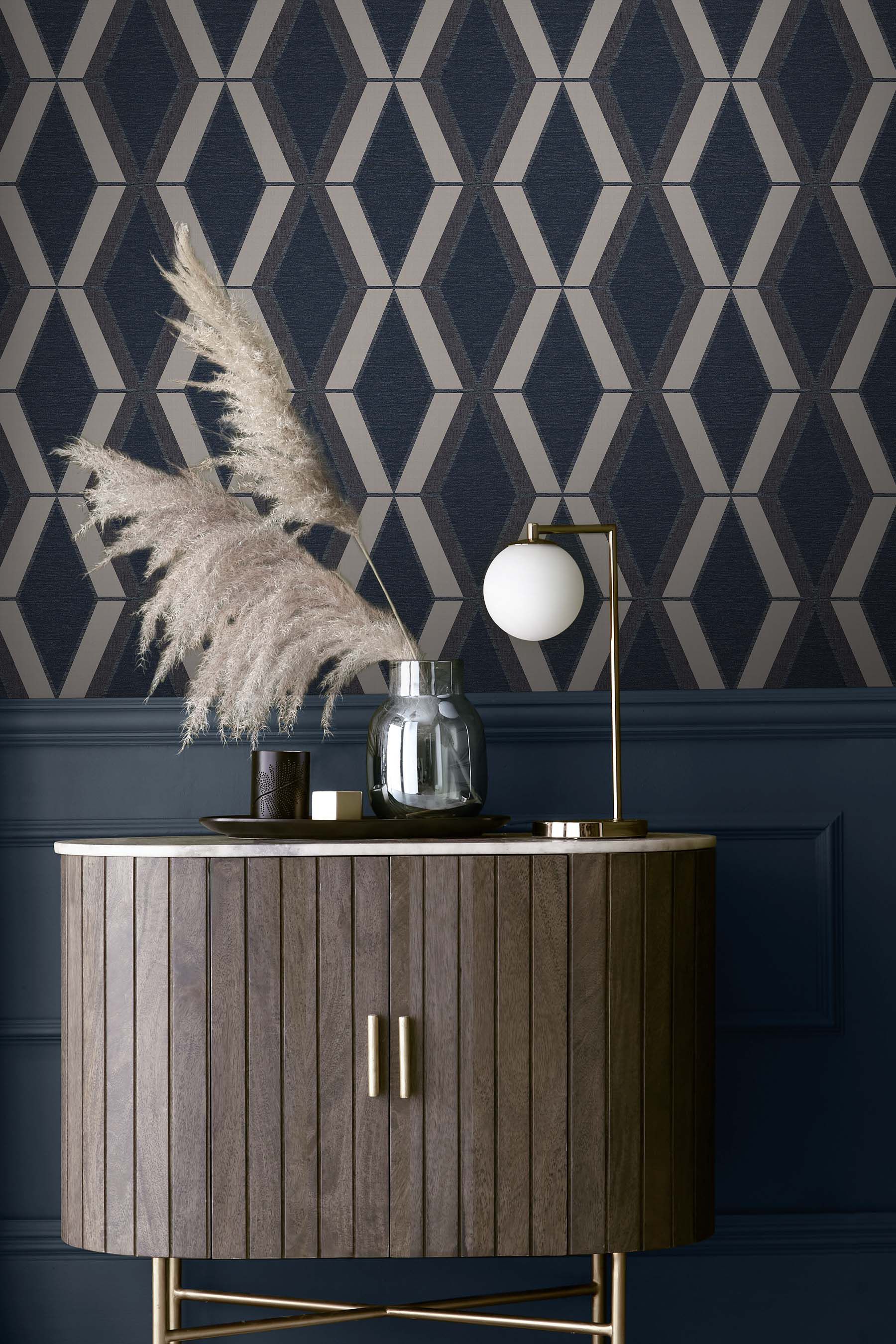 Buy Navy Collection Luxe Diamond Geometric A4 Wallpaper Sample ...