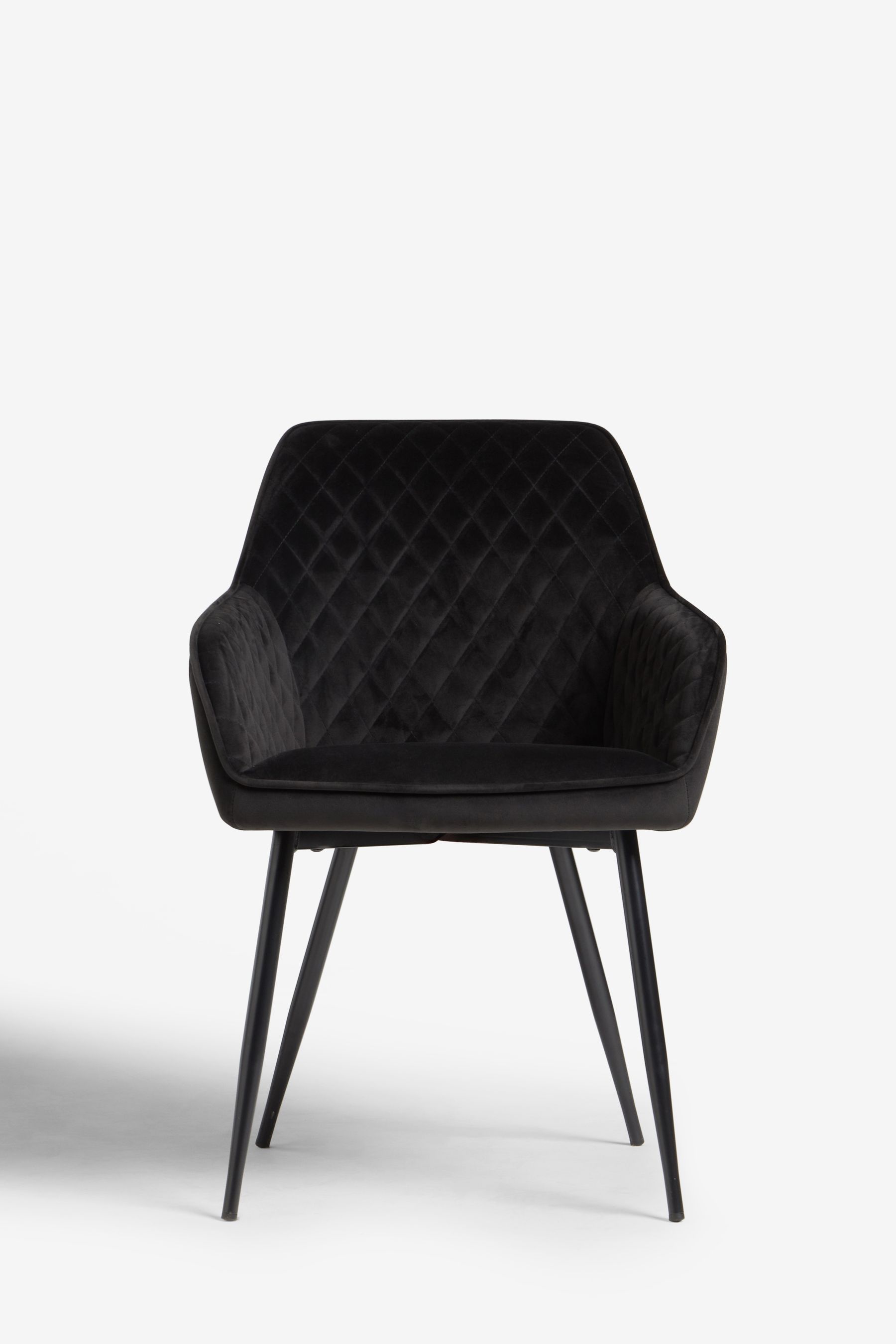 Buy Set of 2 Soft Velvet Black Hamilton Black Leg Quilted Dining Chairs ...
