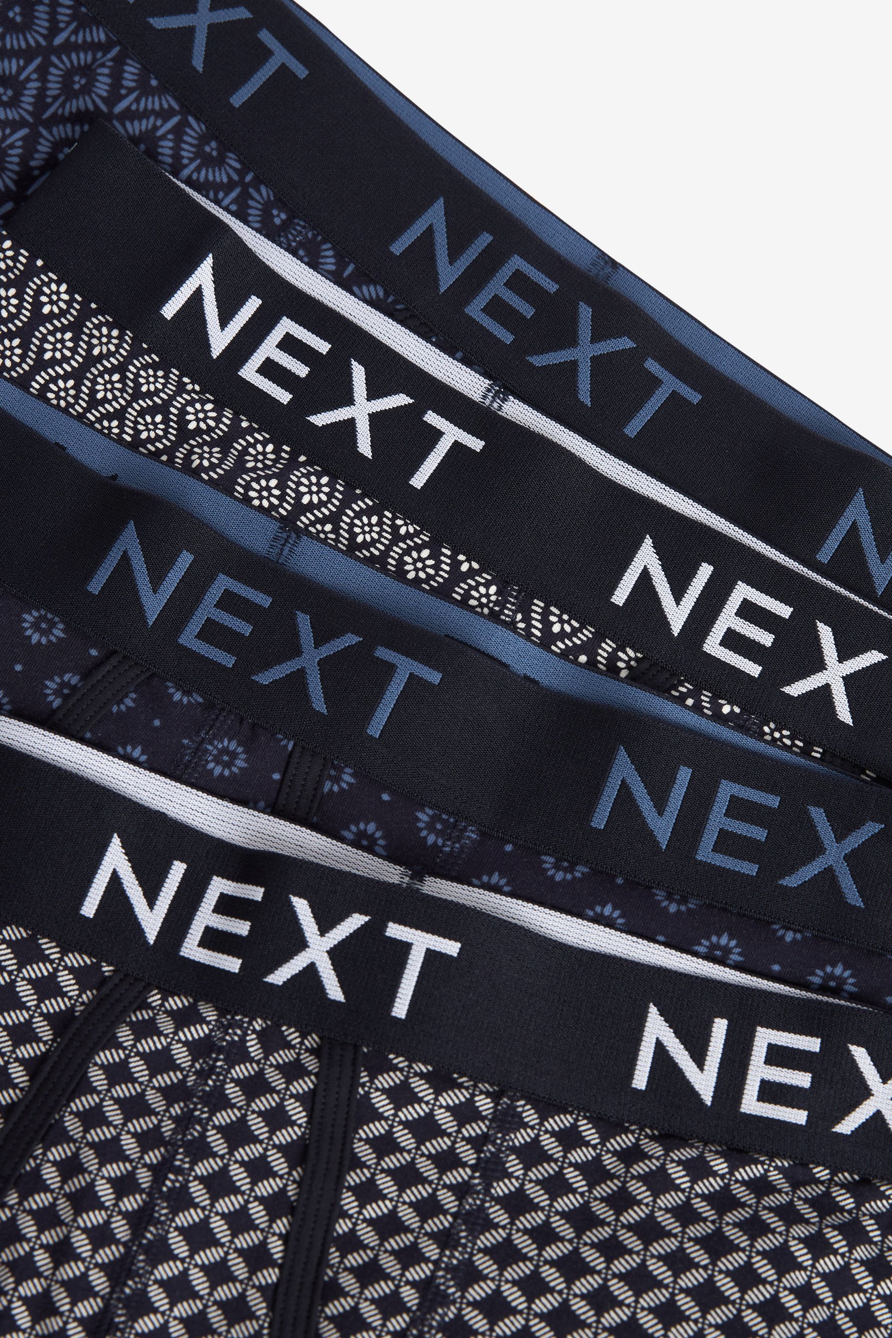Buy Blue Dark Geometric A-Front Boxers 4 Pack from the Next UK online shop