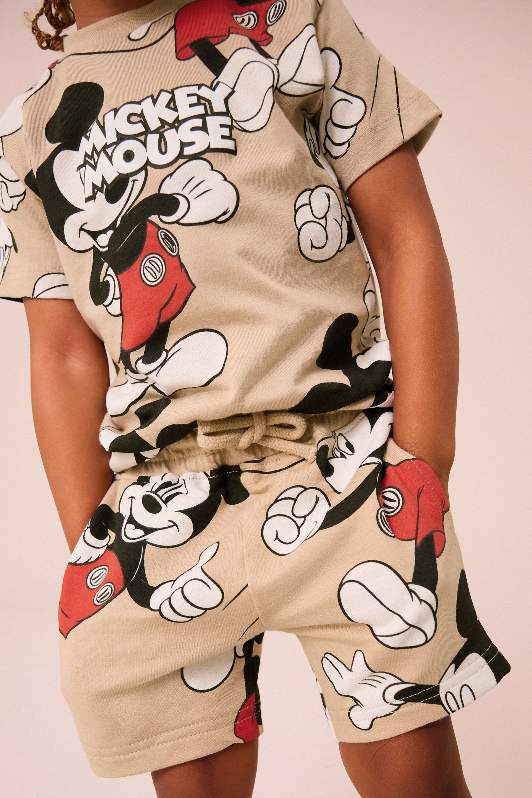 Buy Neutral Tan Mickey Mouse 100% Cotton All Over Printed T-Shirt and ...