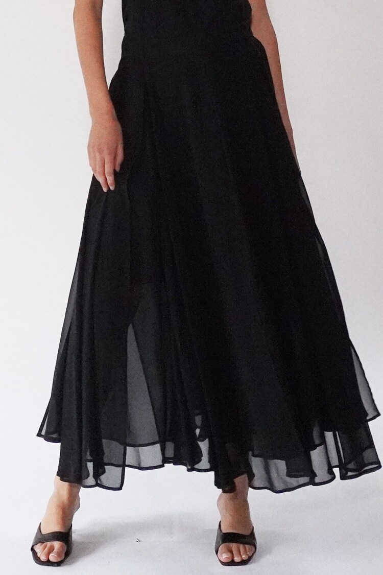 Buy Religion Black Eligion Floaty Sheer Multi Layered Olsen Maxi Skirt ...