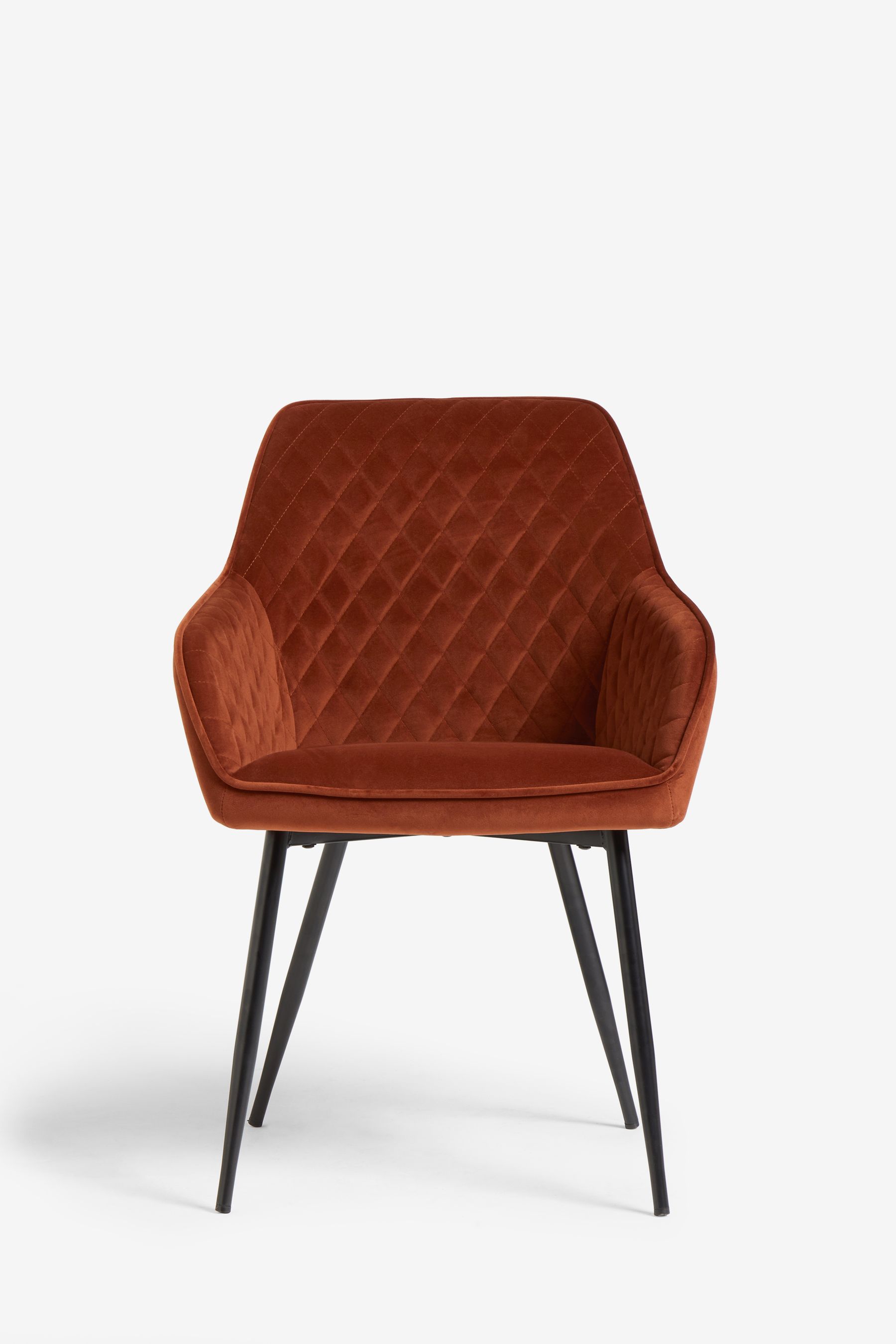 Buy Set of 2 Solft Velvet Rust Brown Hamilton Black Leg Quilted Dining ...