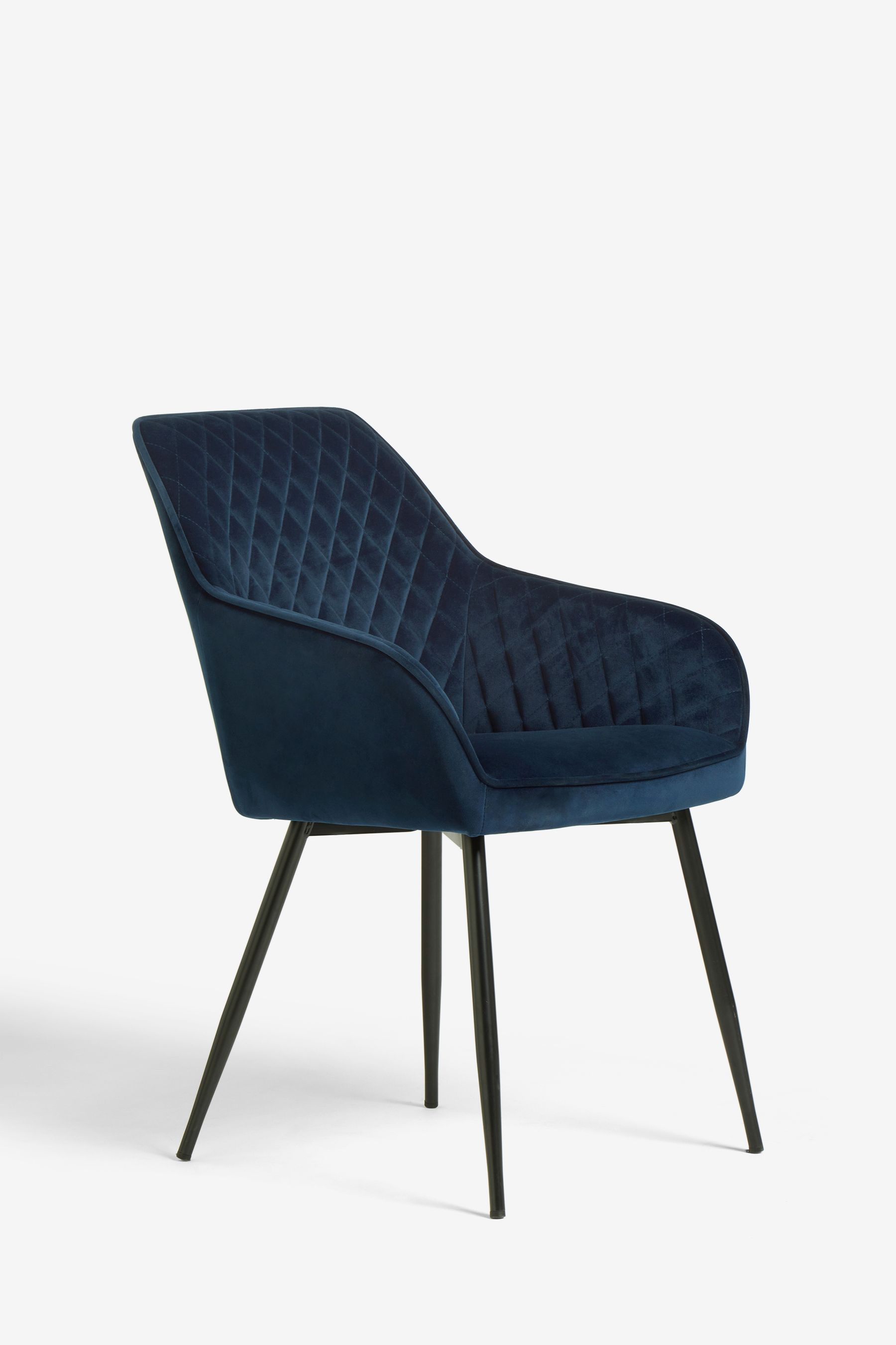 Buy Set of 2 Soft Velvet Navy Blue Hamilton Black Leg Quilted Dining ...