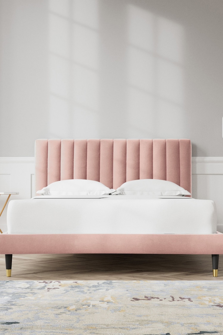 Buy Swoon Easy Velvet Blush Pink Porlock Bed from the Next UK online shop