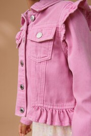 Buy Bright Pink 100% Cotton Frill Shoulder Denim Jacket (3-16yrs) from ...