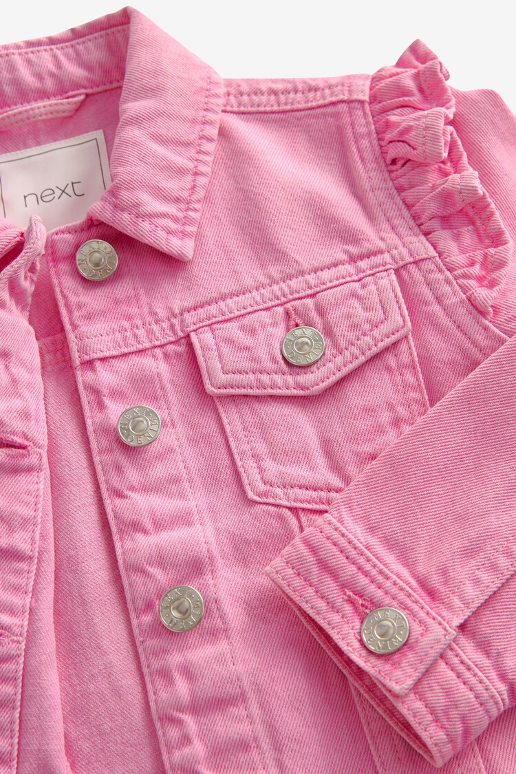 Buy Bright Pink 100% Cotton Frill Shoulder Denim Jacket (3-16yrs) from ...