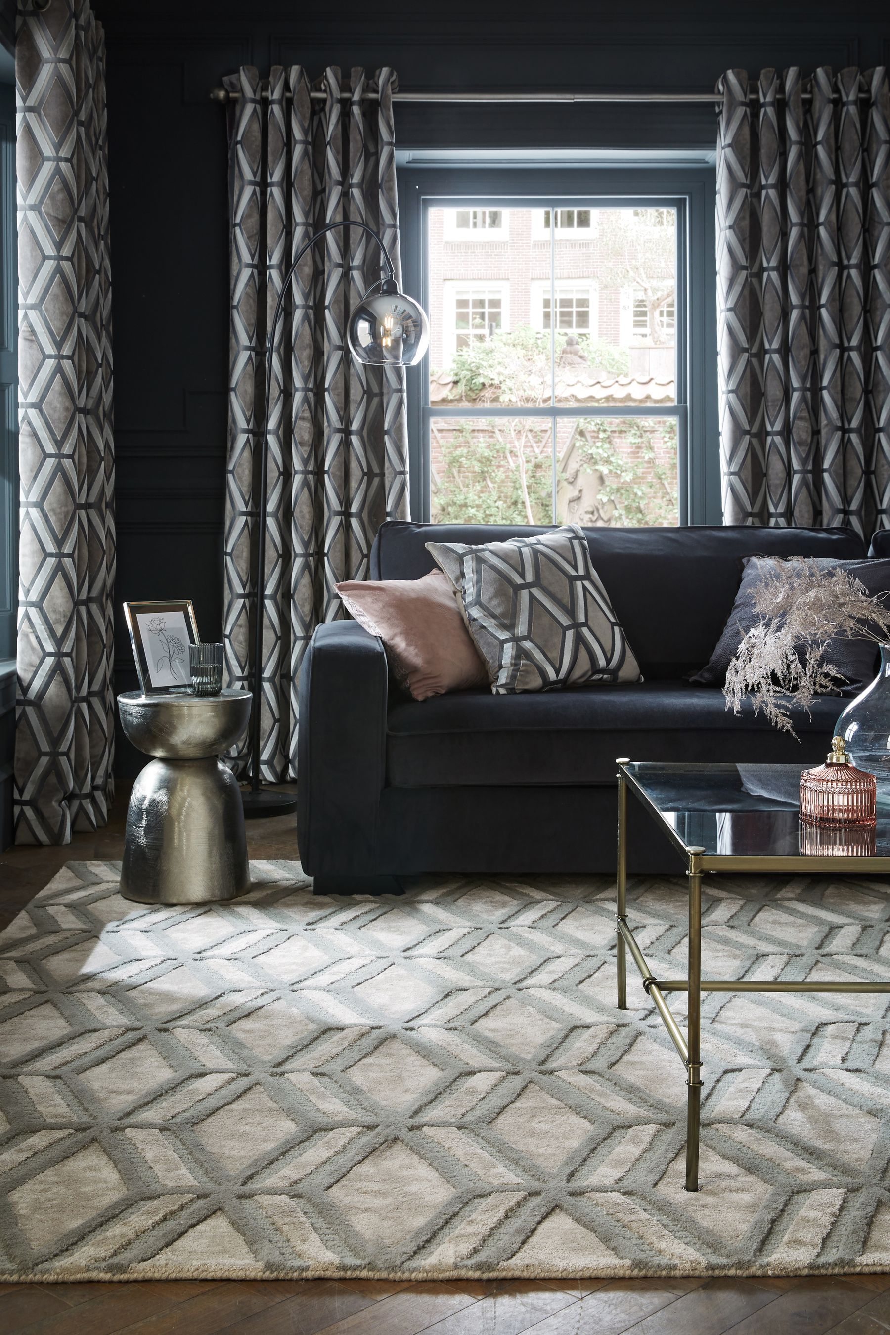 Buy Grey Collection Luxe Geometric Cut Rug from the Next UK online shop