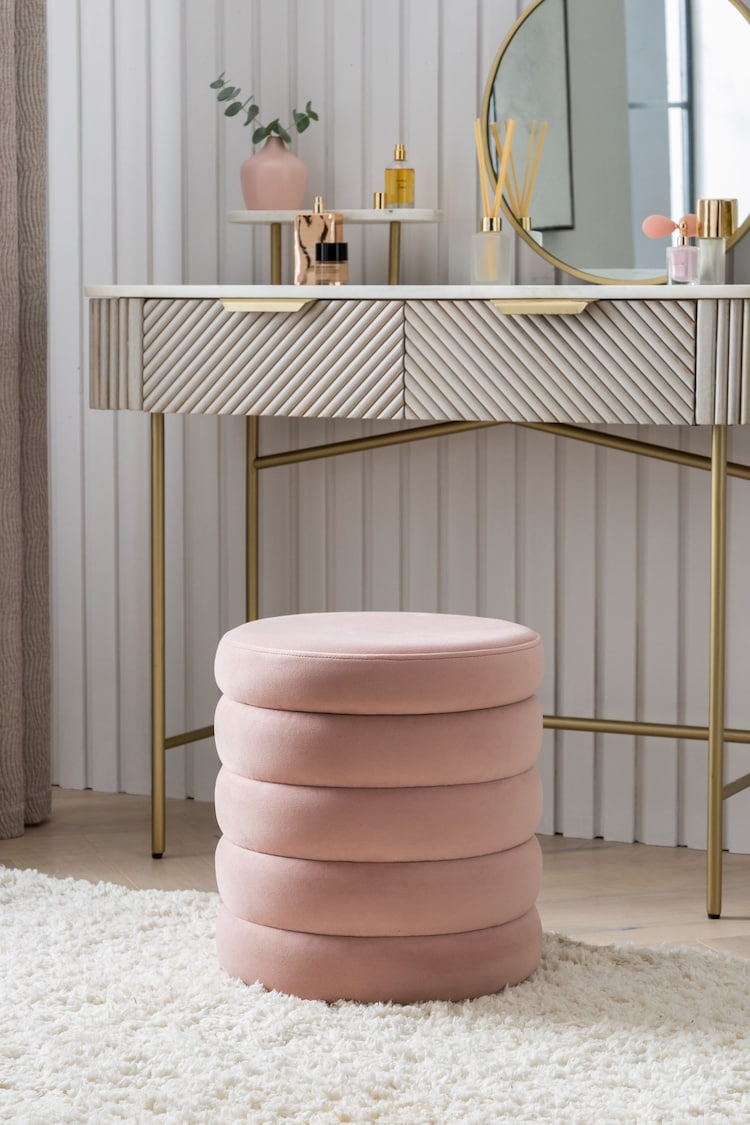 Buy Soft Velvet Blush Pink Stella Ribbed Storage Stool from the Next UK ...