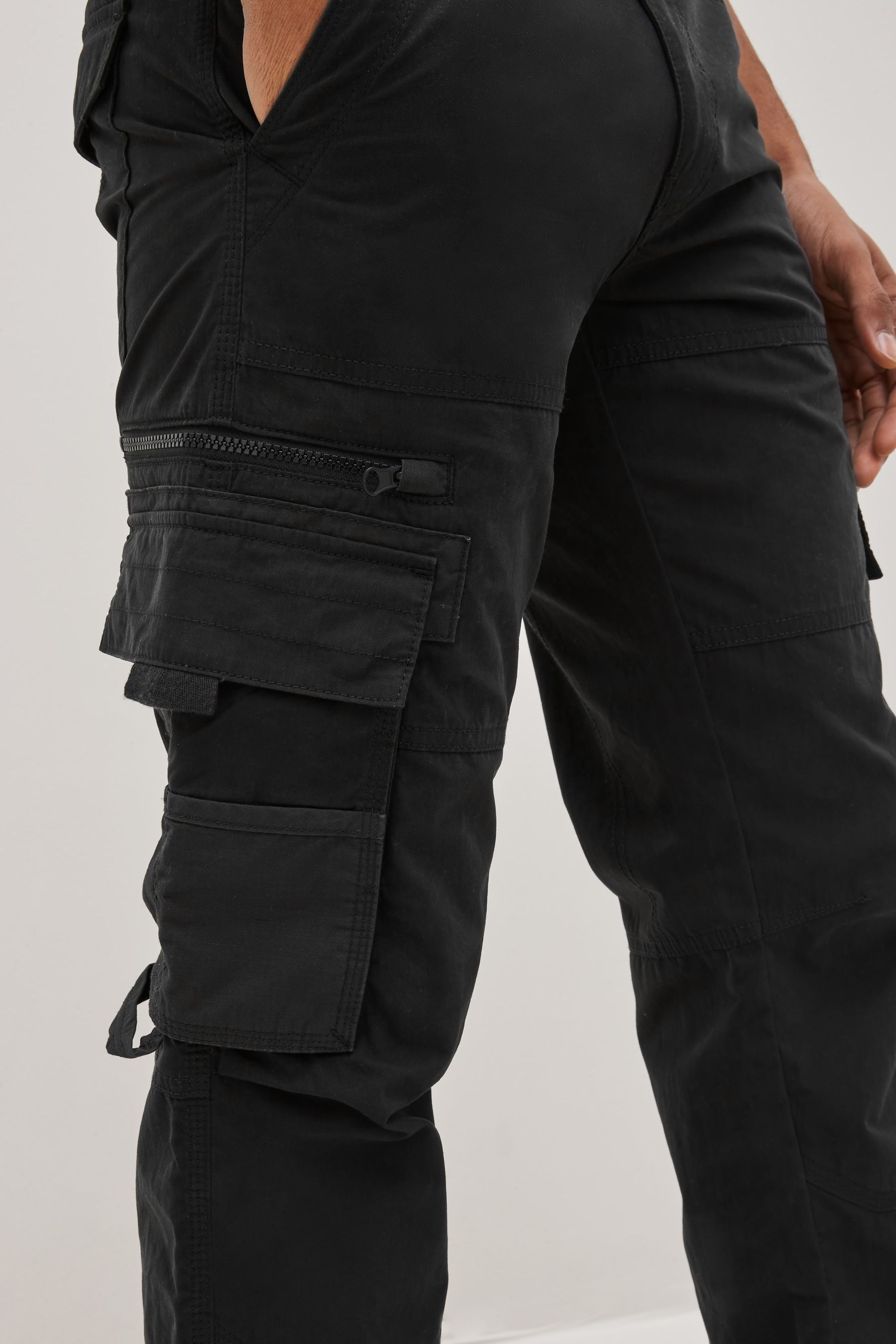 Buy Black Relaxed Belted Tech Cargo Trousers from the Next UK online shop