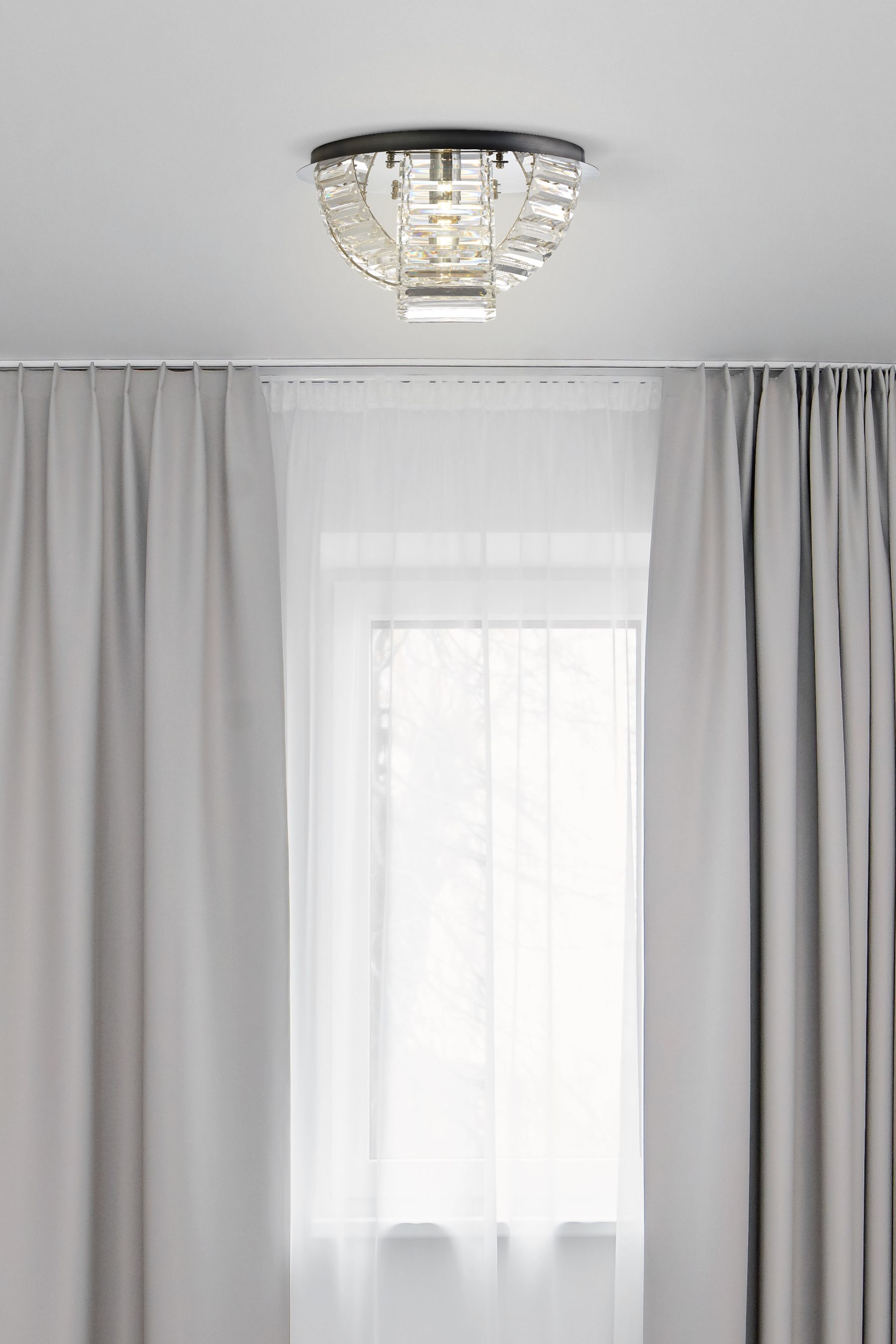 Buy Searchlight Chrome Archer 2 Light Venetian Flush Ceiling Light from ...