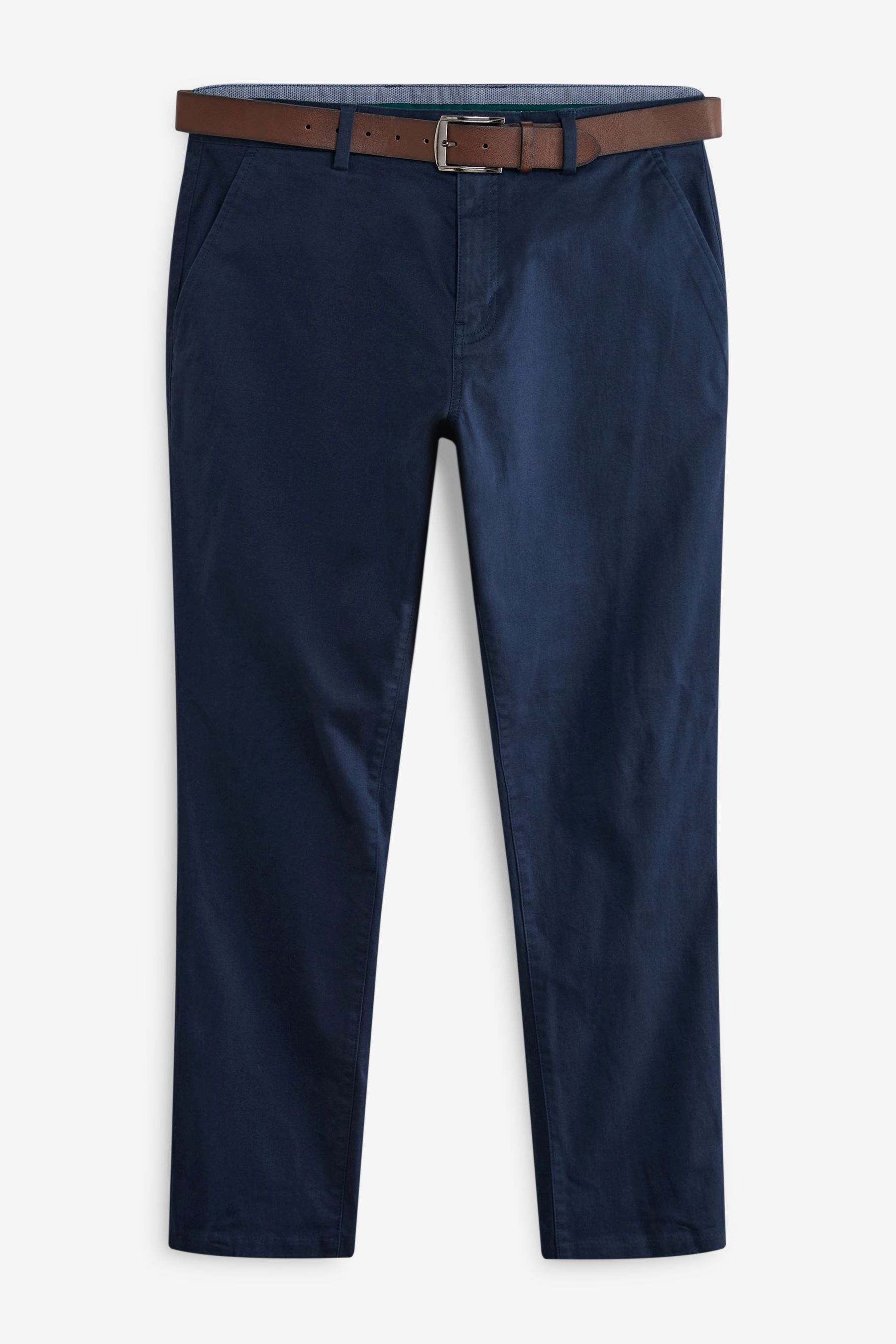 Buy Navy Blue Slim Fit Belted Soft Touch Chino Trousers from the Next ...