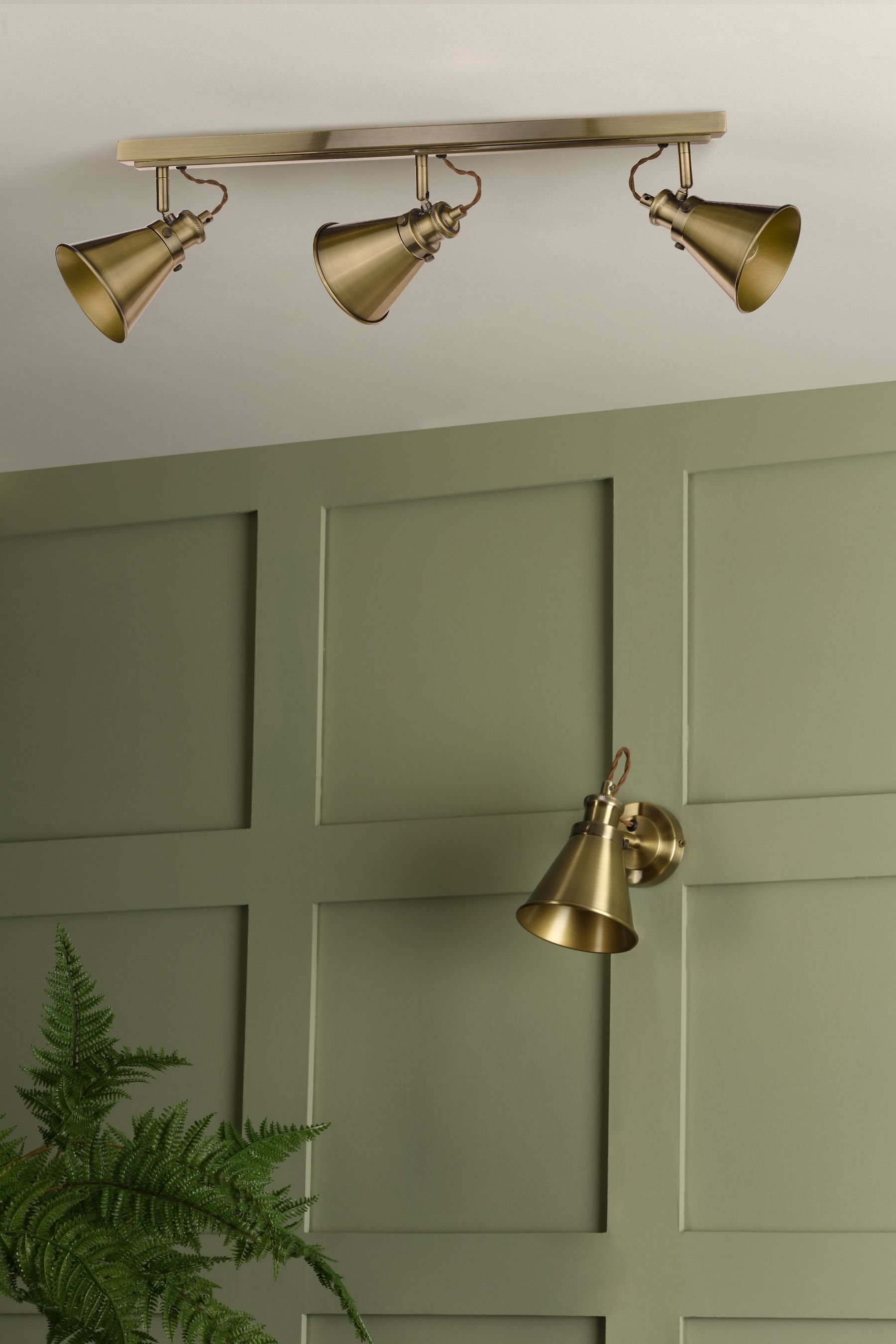 Buy Laura Ashley Brass Rufus 3 Light Linear Pendant Bar Ceiling Light ...