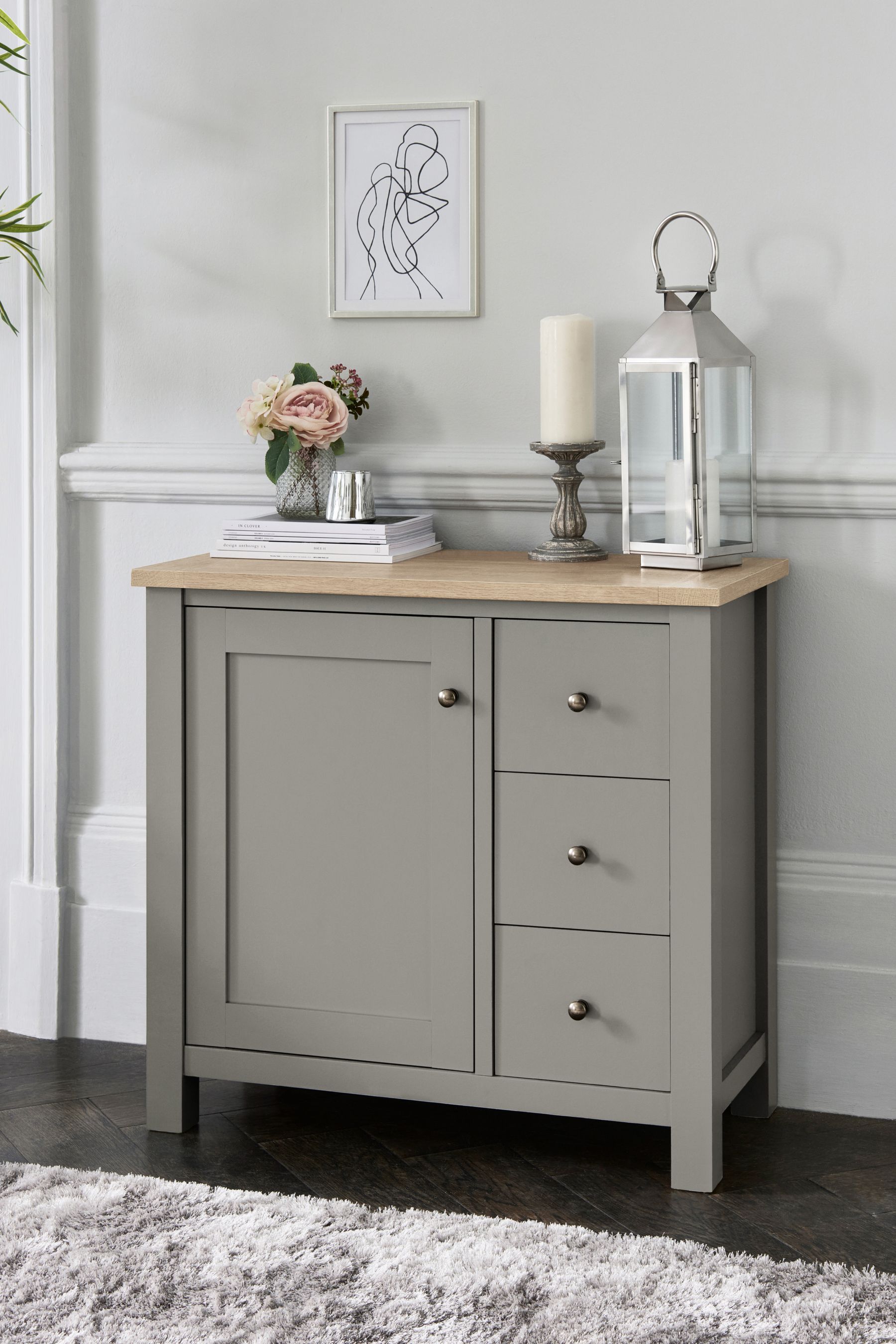 Buy Dove Grey Malvern Oak Effect Small Sideboard from the Next UK ...