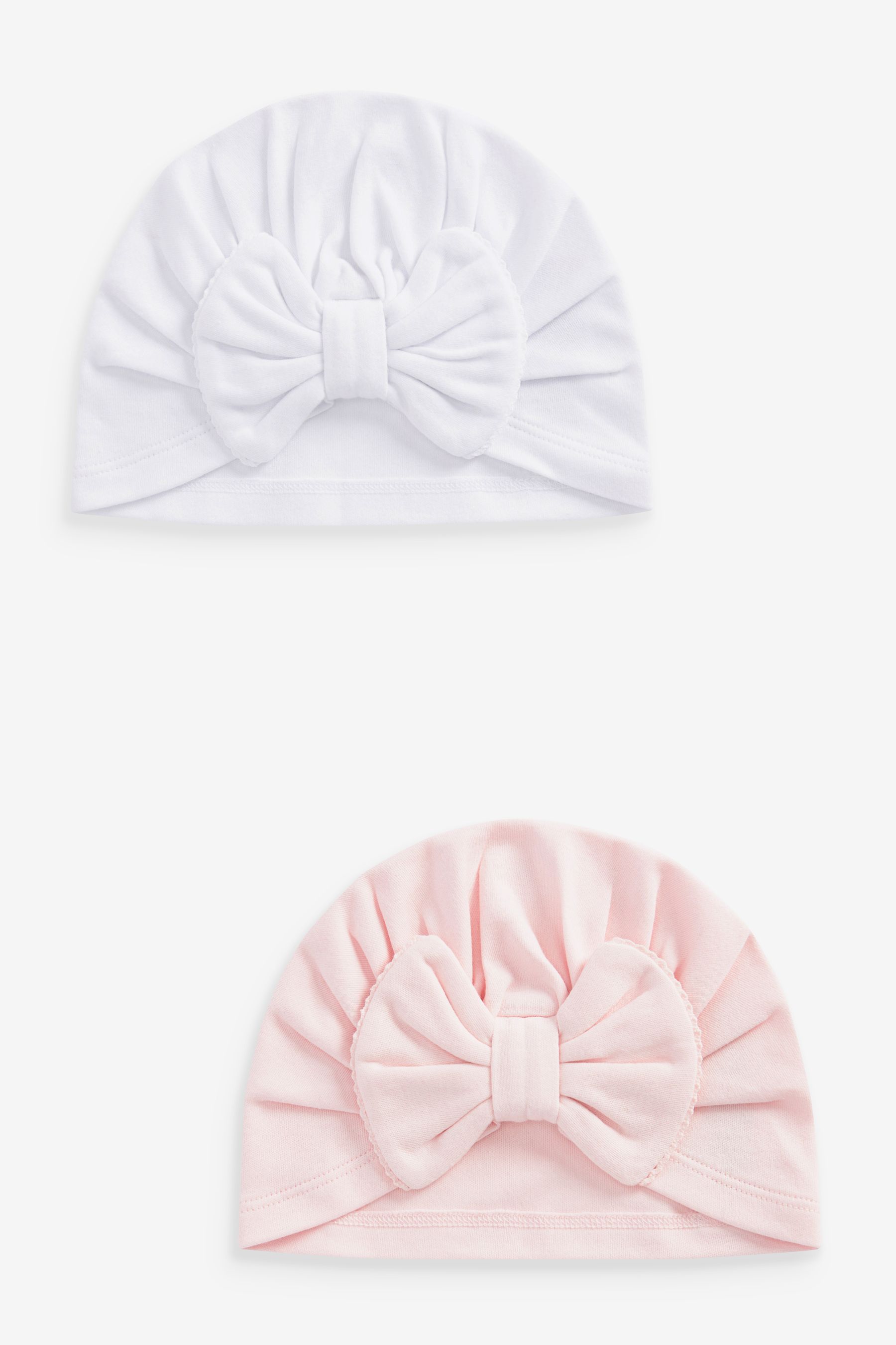Buy Pink/White Big Bow Baby Turbans Hats 2 Pack (0mths-2yrs) from the ...