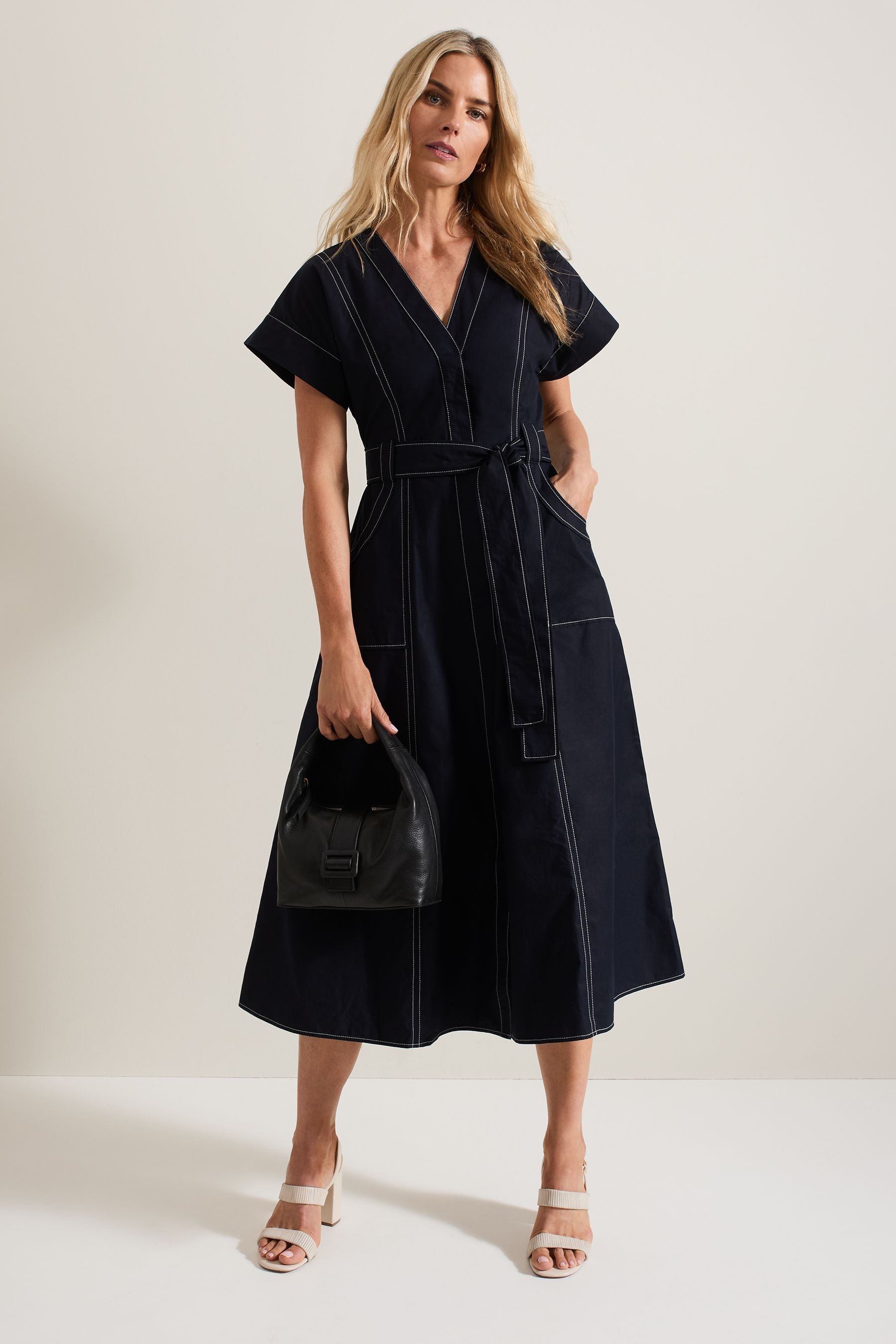 Buy Phase Eight Blue Annalie 100% Cotton Utility Midi Dress from the ...