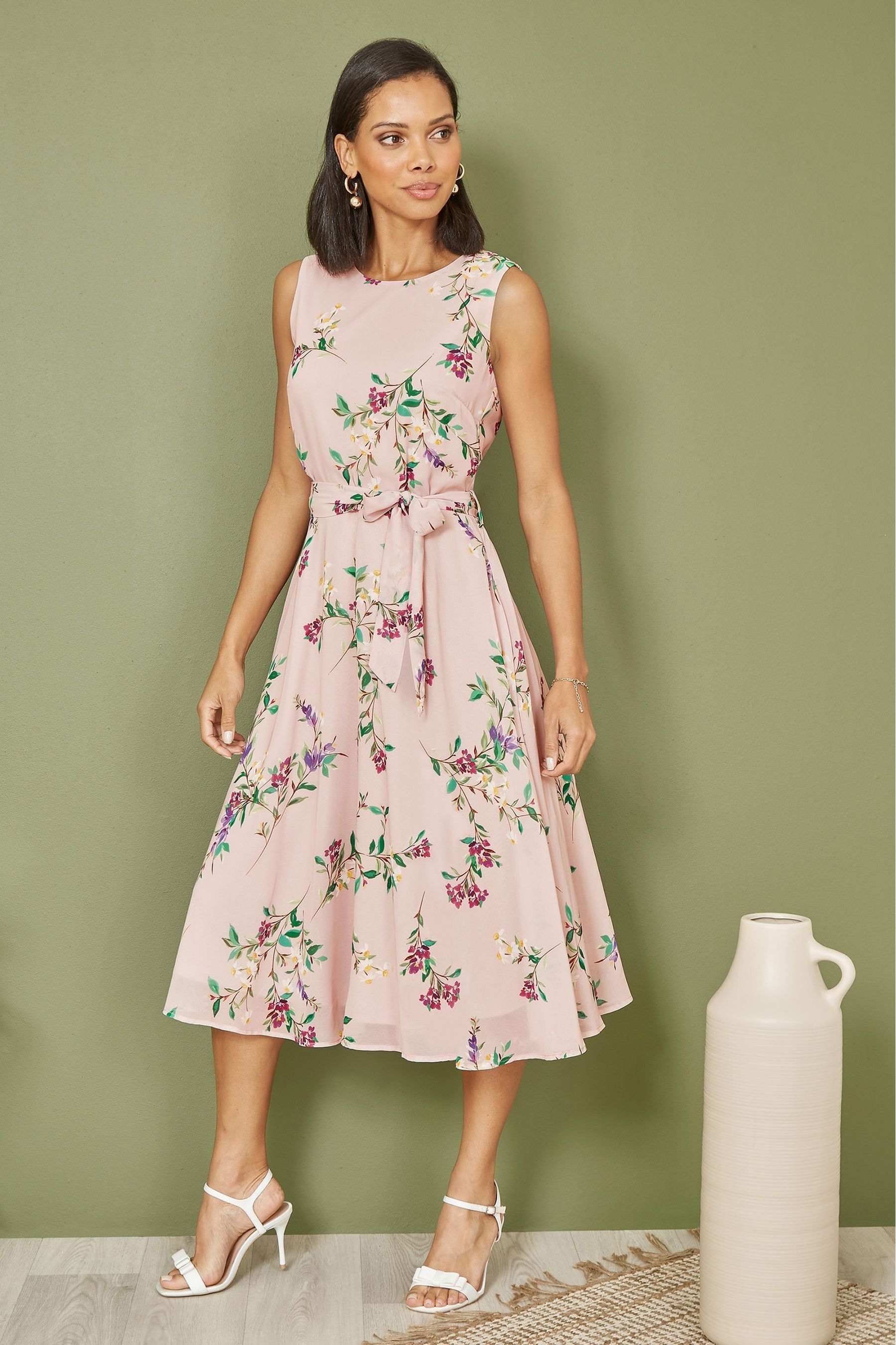 Buy Yumi Pink Floral Print Midi Skater Dress from the Next UK online shop