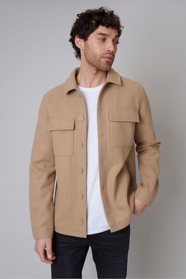 Buy Threadbare Light Brown Button Down Collared Shacket from the Next ...