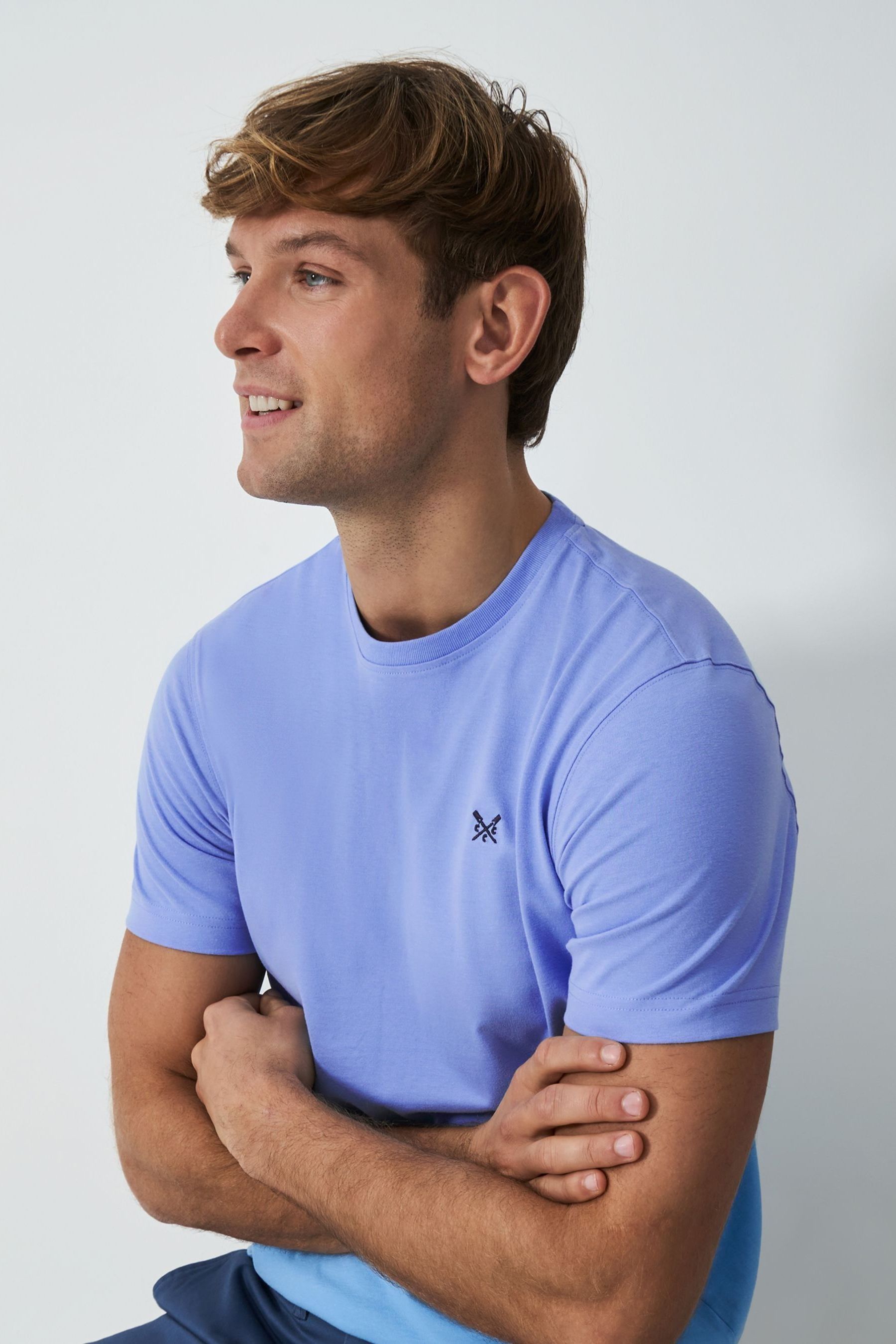 Buy Crew Clothing Sky Blue Plain 100% Cotton Classic T-Shirt from the ...