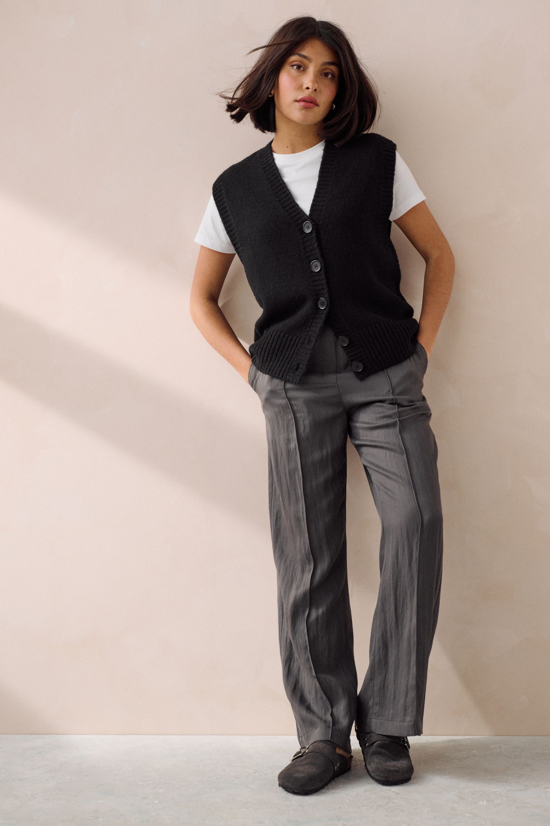 Buy Black Button Front Knitted Tank Top from the Next UK online shop