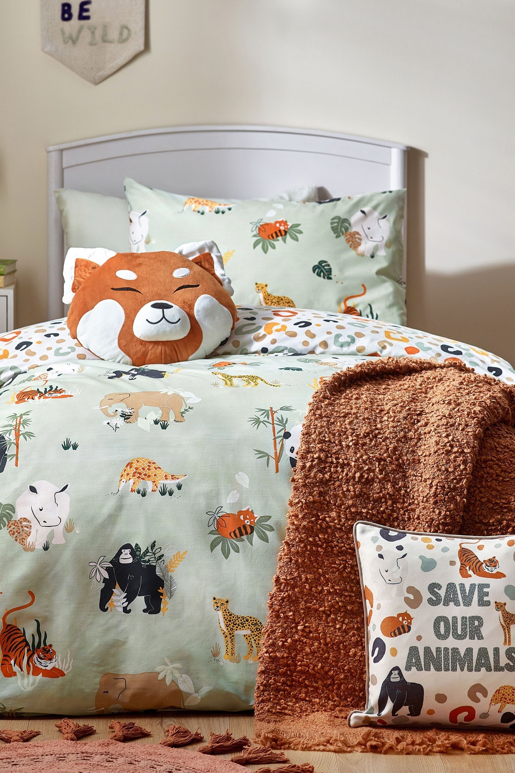 Buy Little Furn Multi & Green Wildlife Animal Duvet Cover Set from the ...