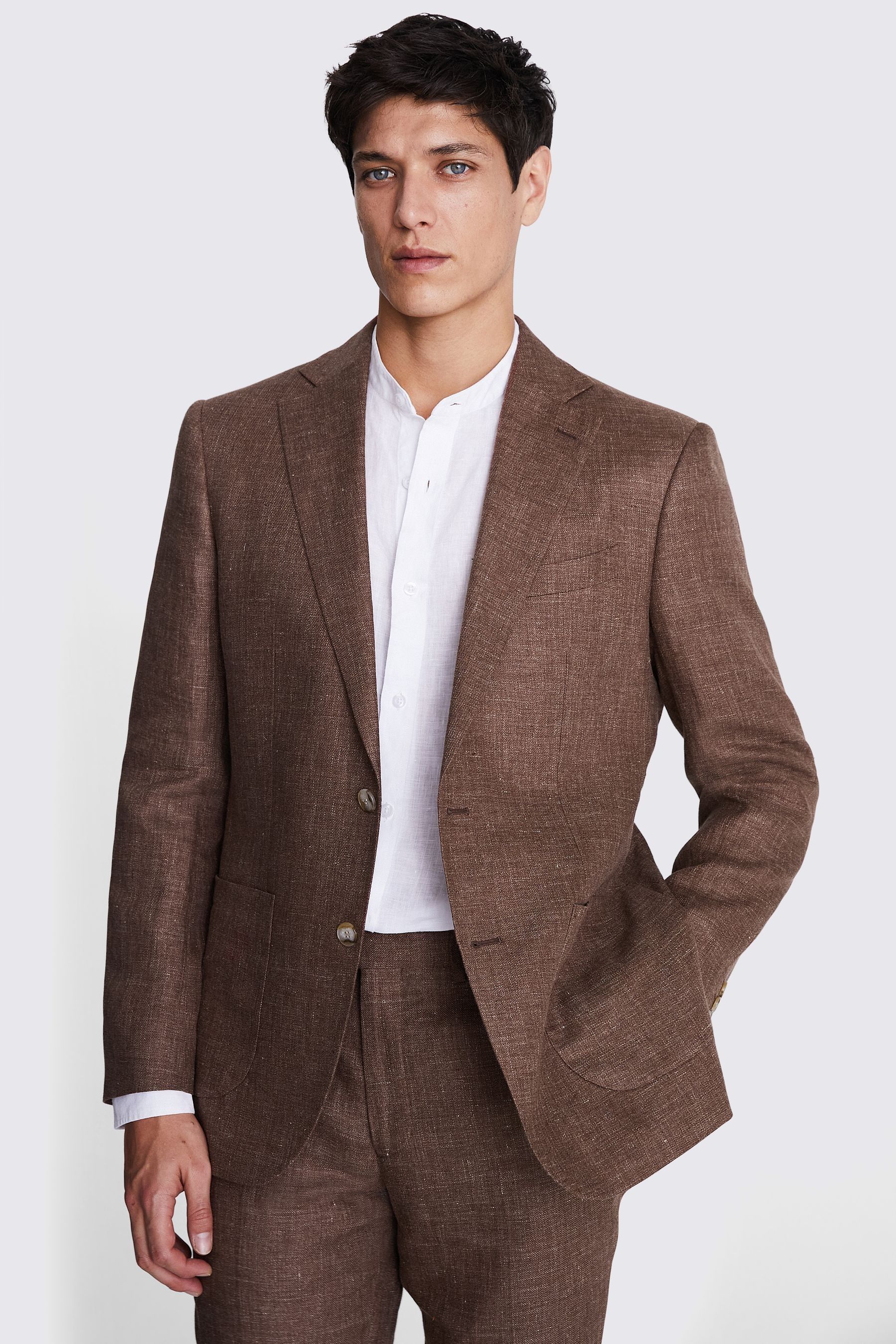 Buy MOSS Brown Tailored Fit Copper Linen Jacket from the Next UK online ...