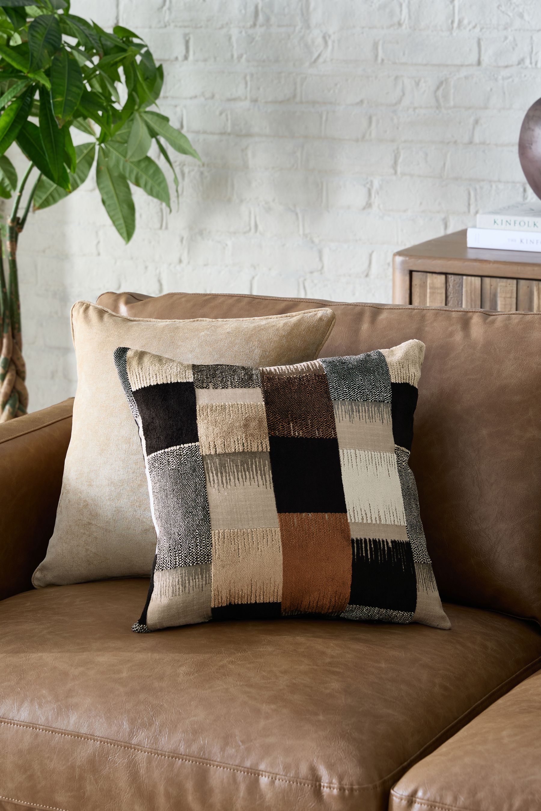 Buy Black/White Cut Velvet Retro Etch 43 x 43cm Cushion from the Next ...