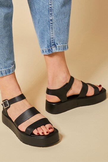 Buy Jones Bootmaker Hailey Leather Platform Black Sandals from the Next ...