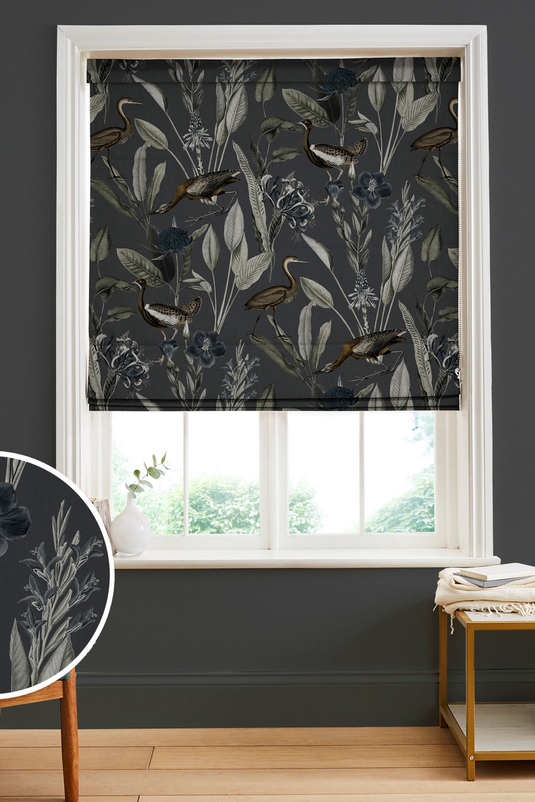 Buy Graham & Brown Midnight Grey Glasshouse Made to Measure Roman 100% ...