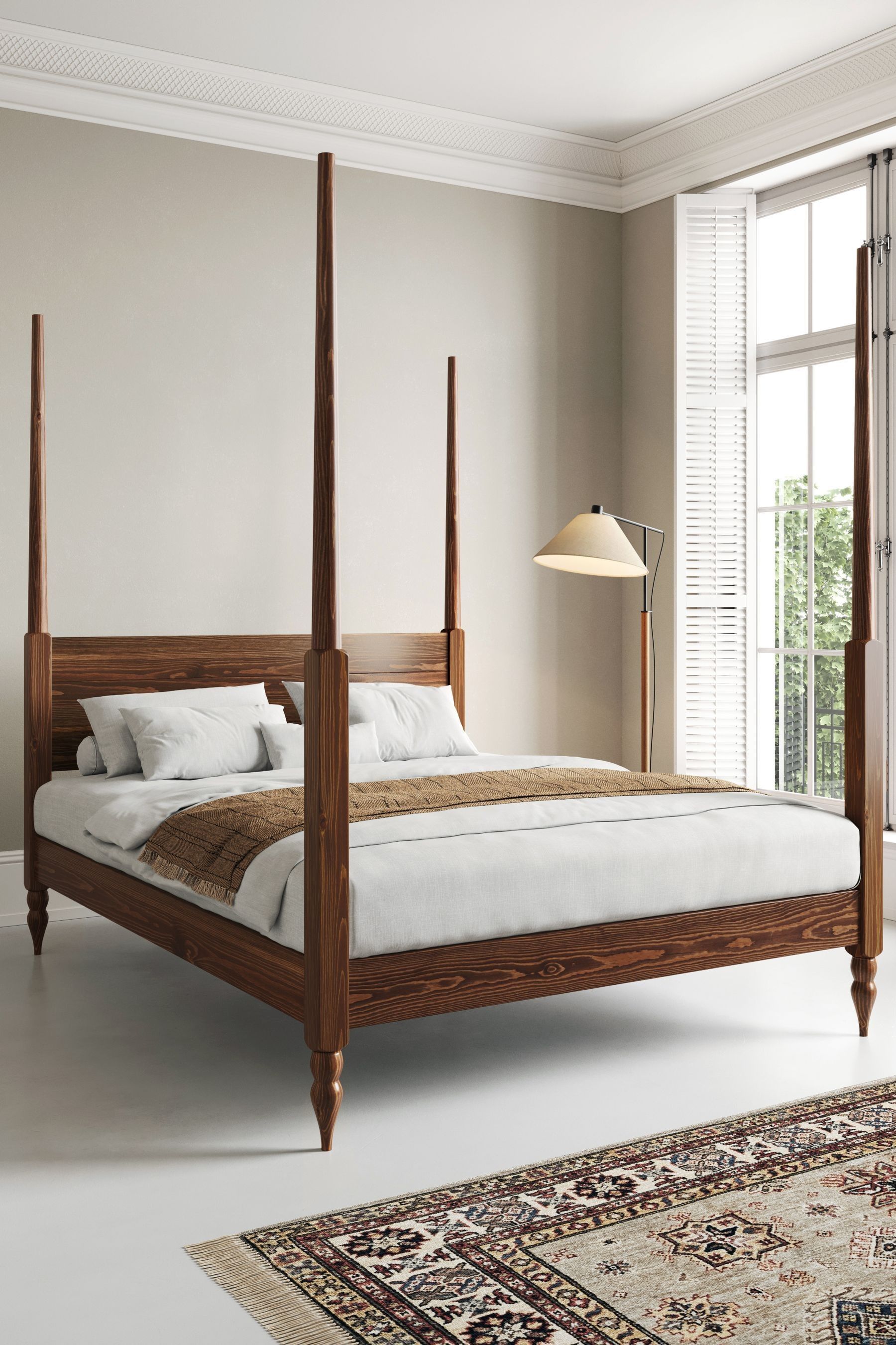 Buy Get Laid Beds Coffee Bean Moroccan Four Poster Turned Leg Solid ...