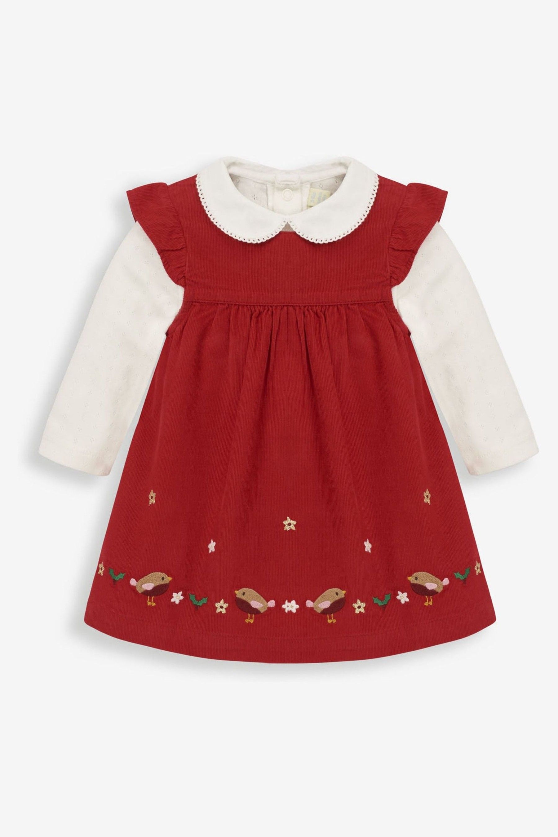Buy JoJo Maman Bébé Red 2-Piece Robin Baby Dress & Body Set from the ...