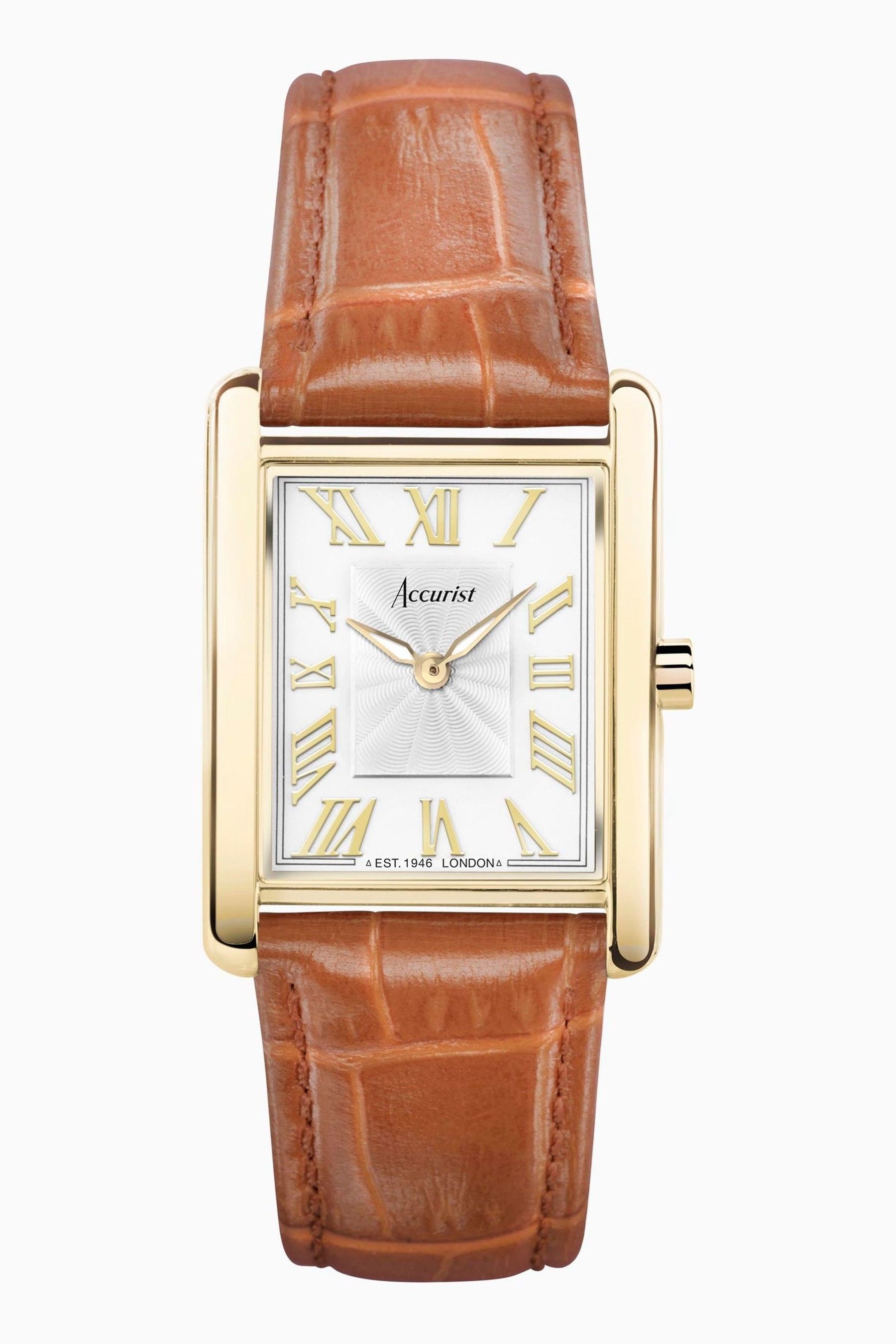 Buy Accurist Womens Brown Rectangle Leather Strap Analogue Watch from ...