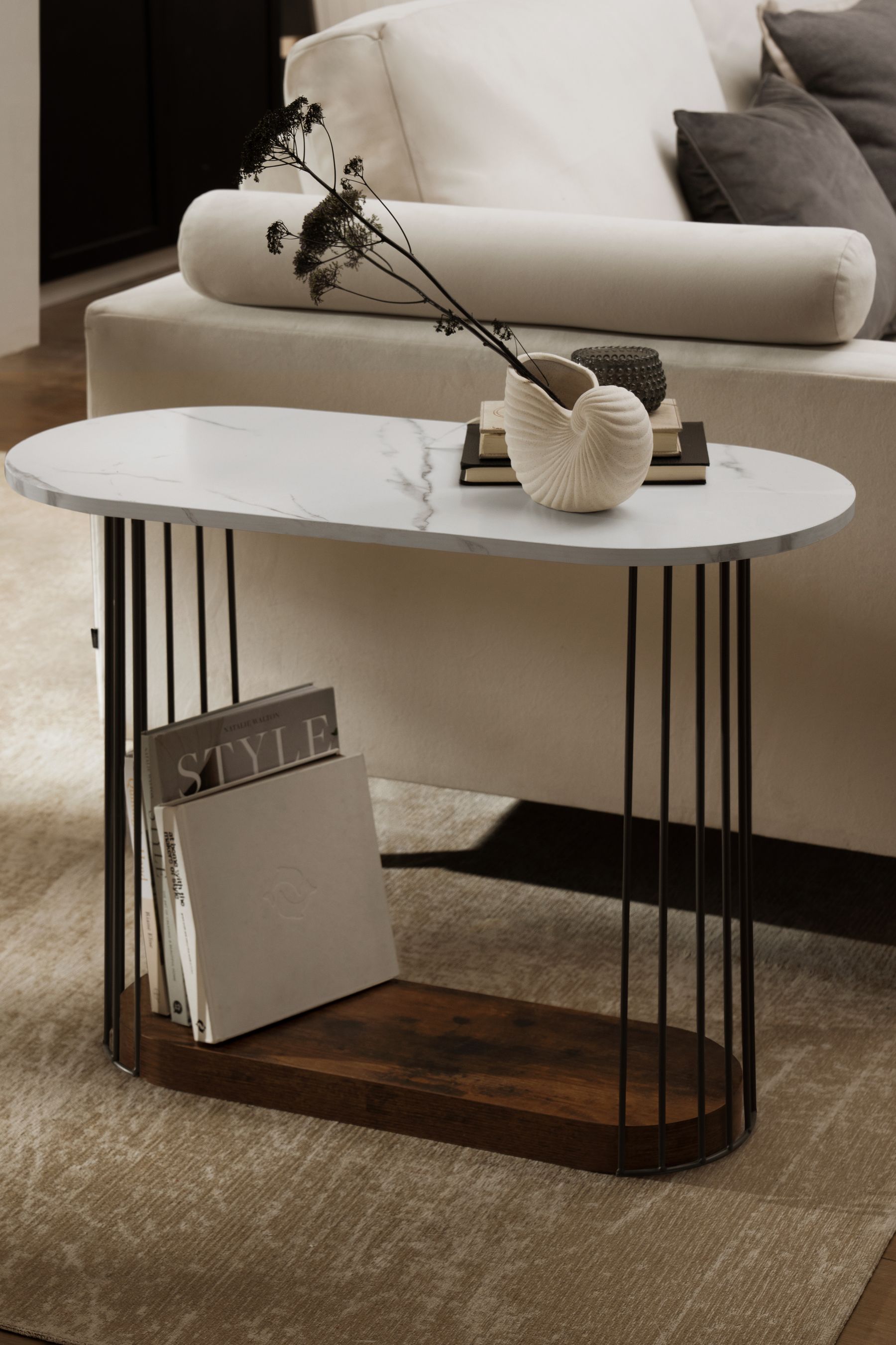 Buy Grey Linear Marble Effect Sofa Side Table from the Next UK online shop