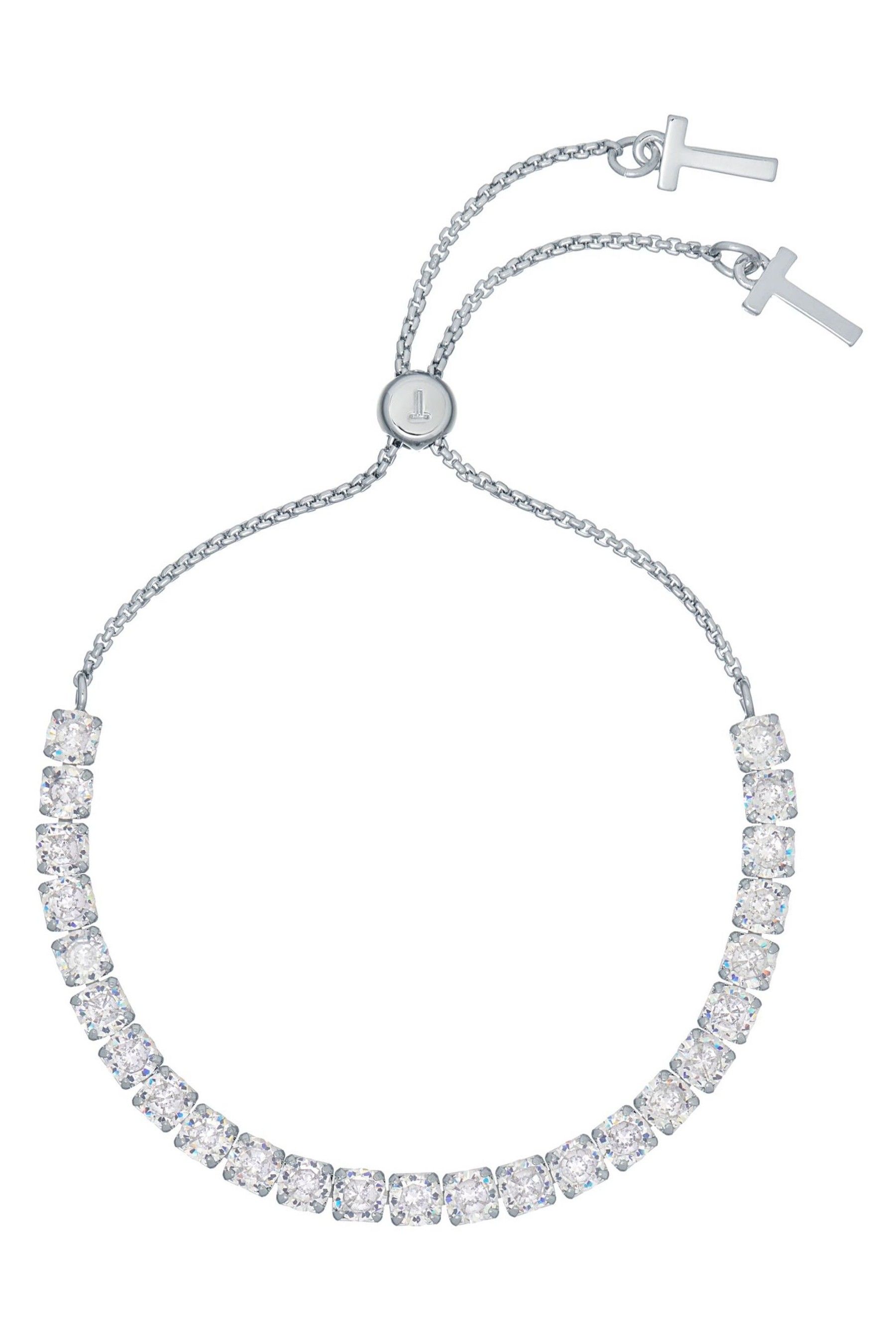 Buy Ted Baker Silver Tone MELRAH: Crystal Adjustable Tennis Bracelet ...