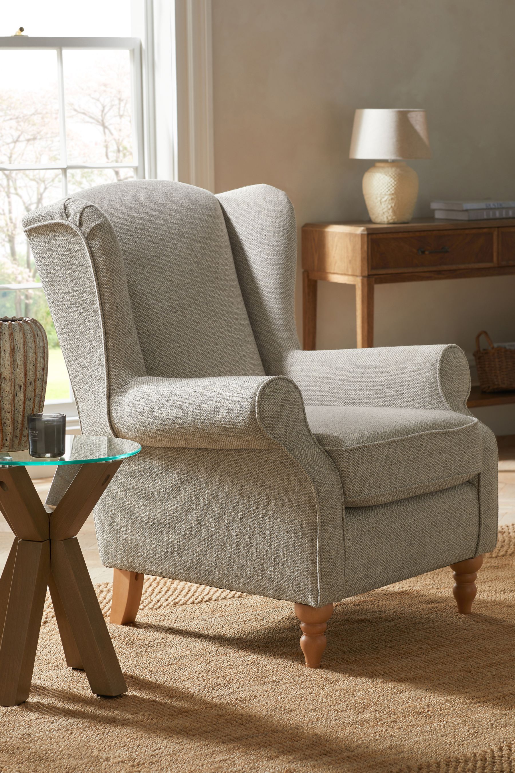 Buy Chunky Weave Mid Natural Sherlock Highback Armchair from the Next ...