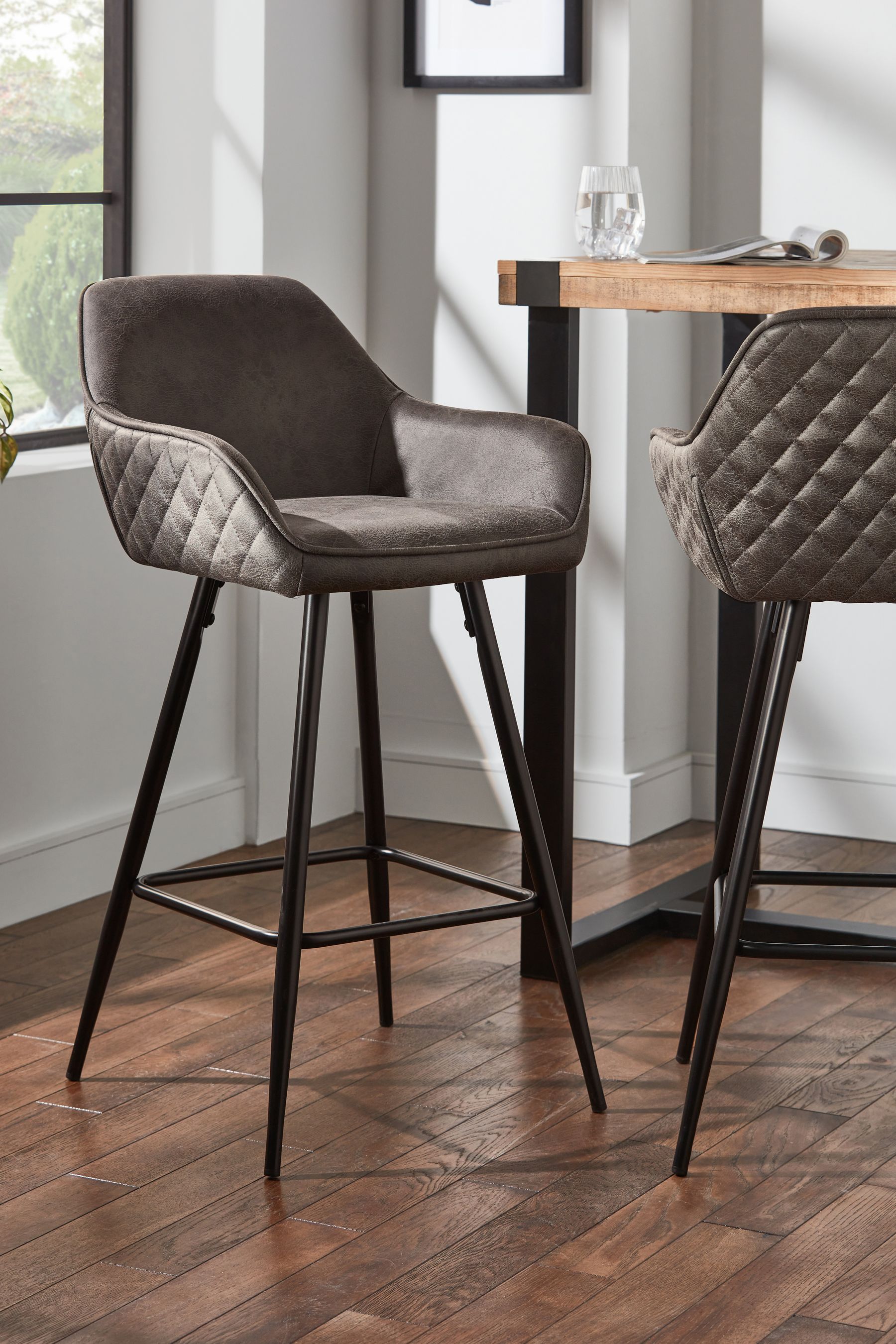 Buy Monza Faux Leather Dark Grey Hamilton Kitchen Bar Stool from the ...