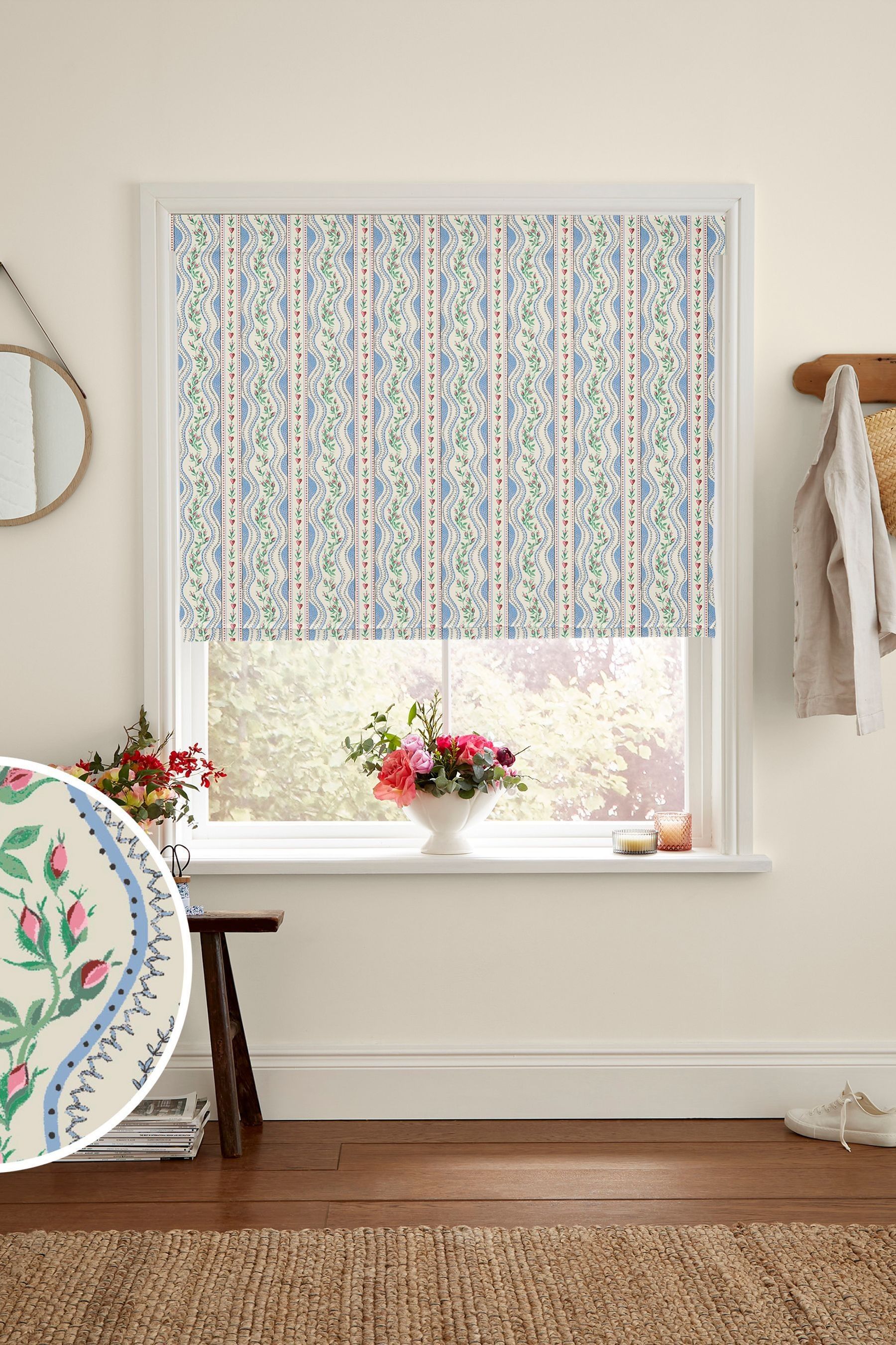 Buy Cath Kidston Blue Wiggle Rose Made To Measure Roman 100% Cotton ...