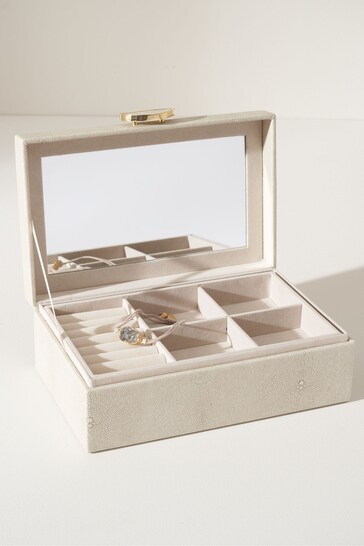 Buy Truly Ivory Cream Luxe Shagreen Jewellery Box from the Next UK ...