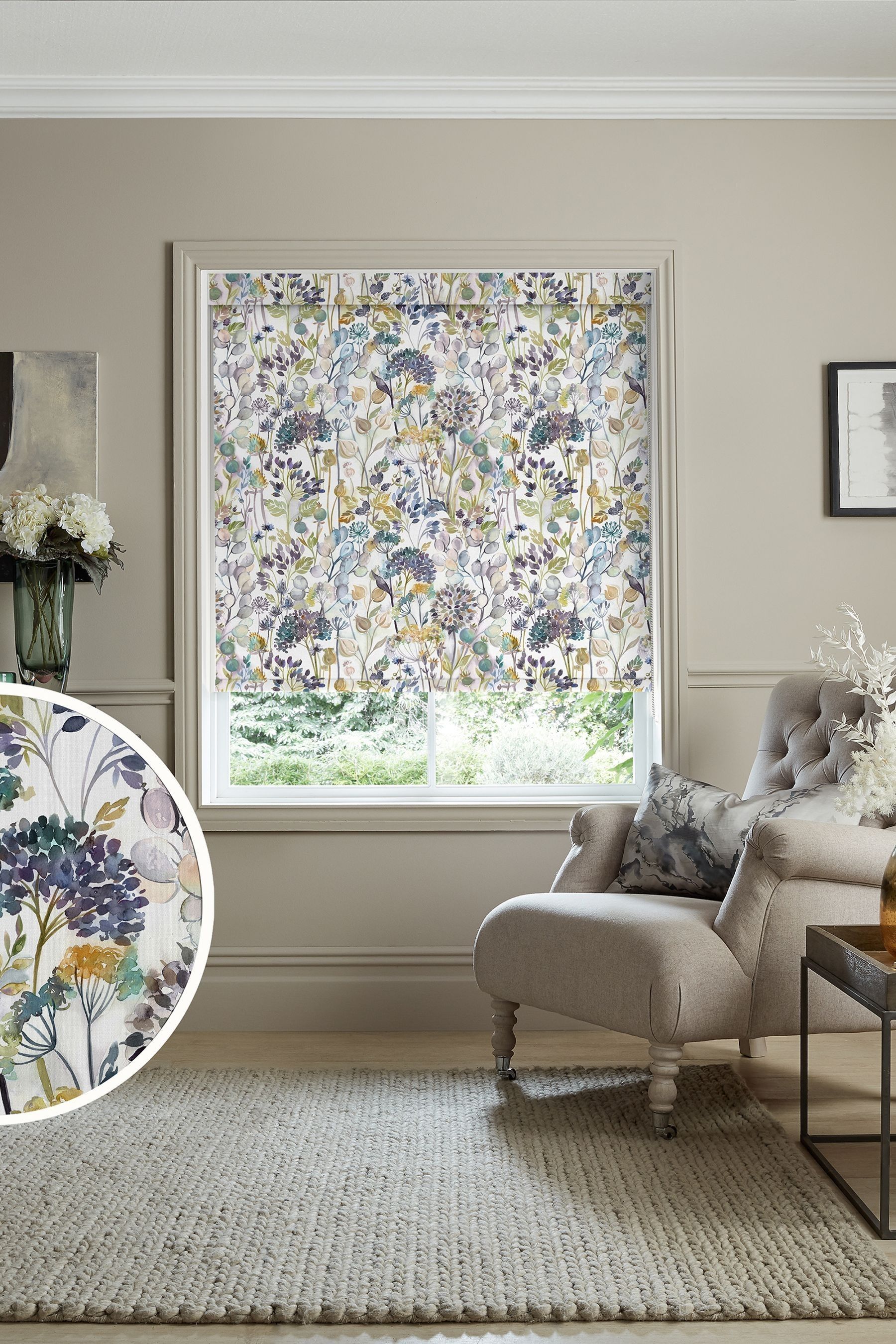 Buy Voyage Sky Blue Blackout Country Hedgerow Made to Measure Roller ...