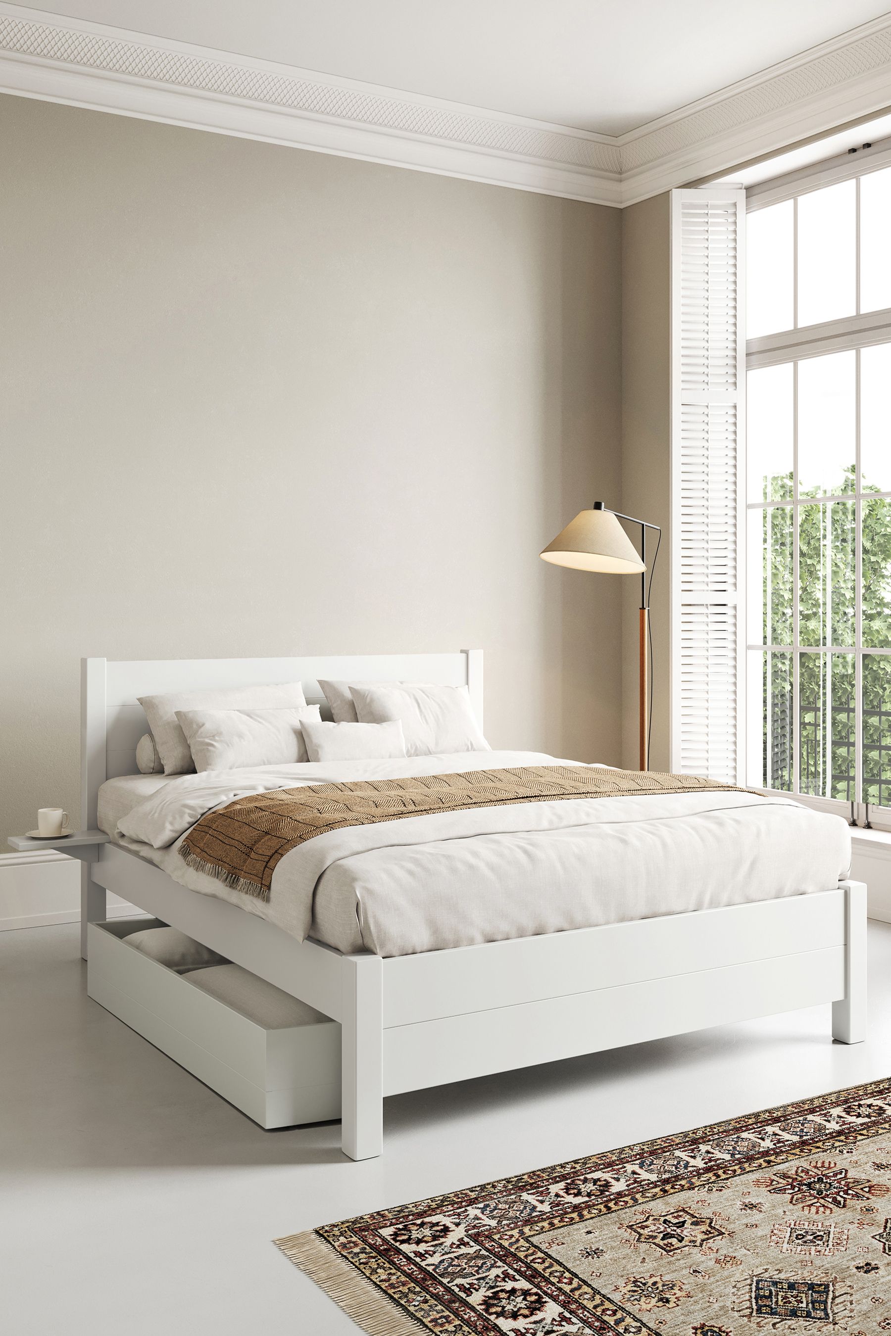 Buy Get Laid Beds White Oxford Square Leg Solid Wood Bed Combo from the ...