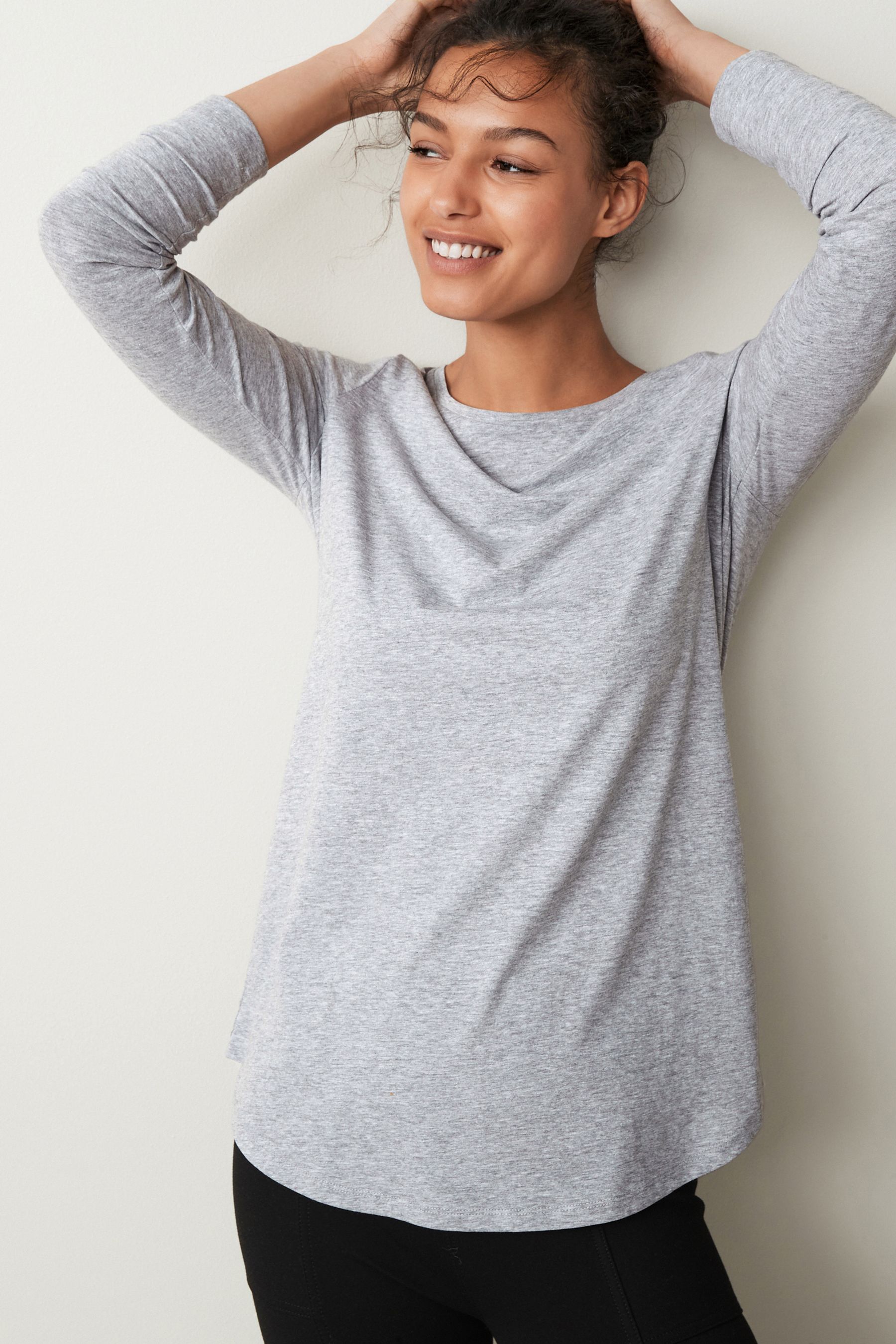 Buy Grey Longline Long Sleeve Top from the Next UK online shop
