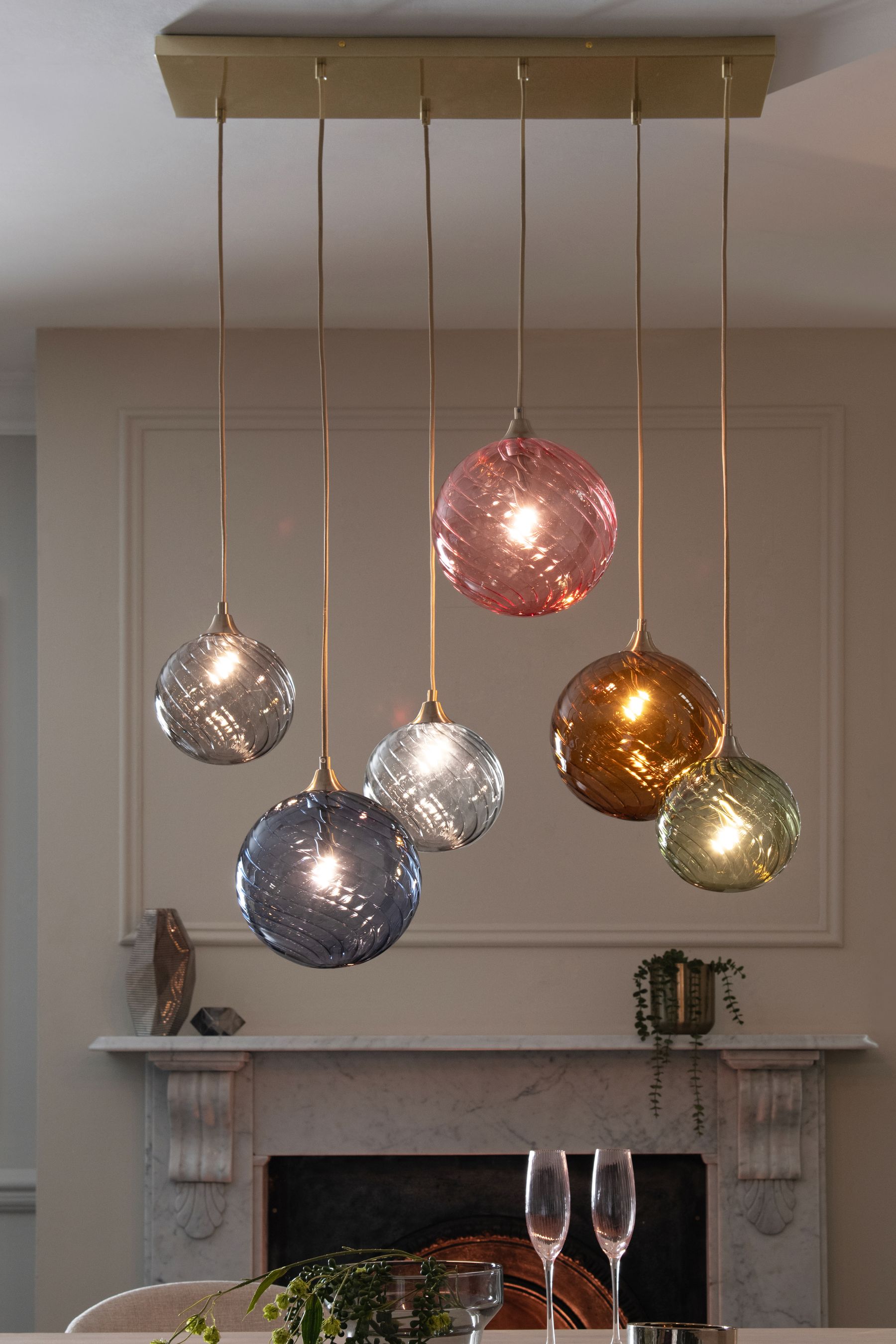 Buy Multi Bright Freya 6 Light Linear Pendant Ceiling Light from the ...